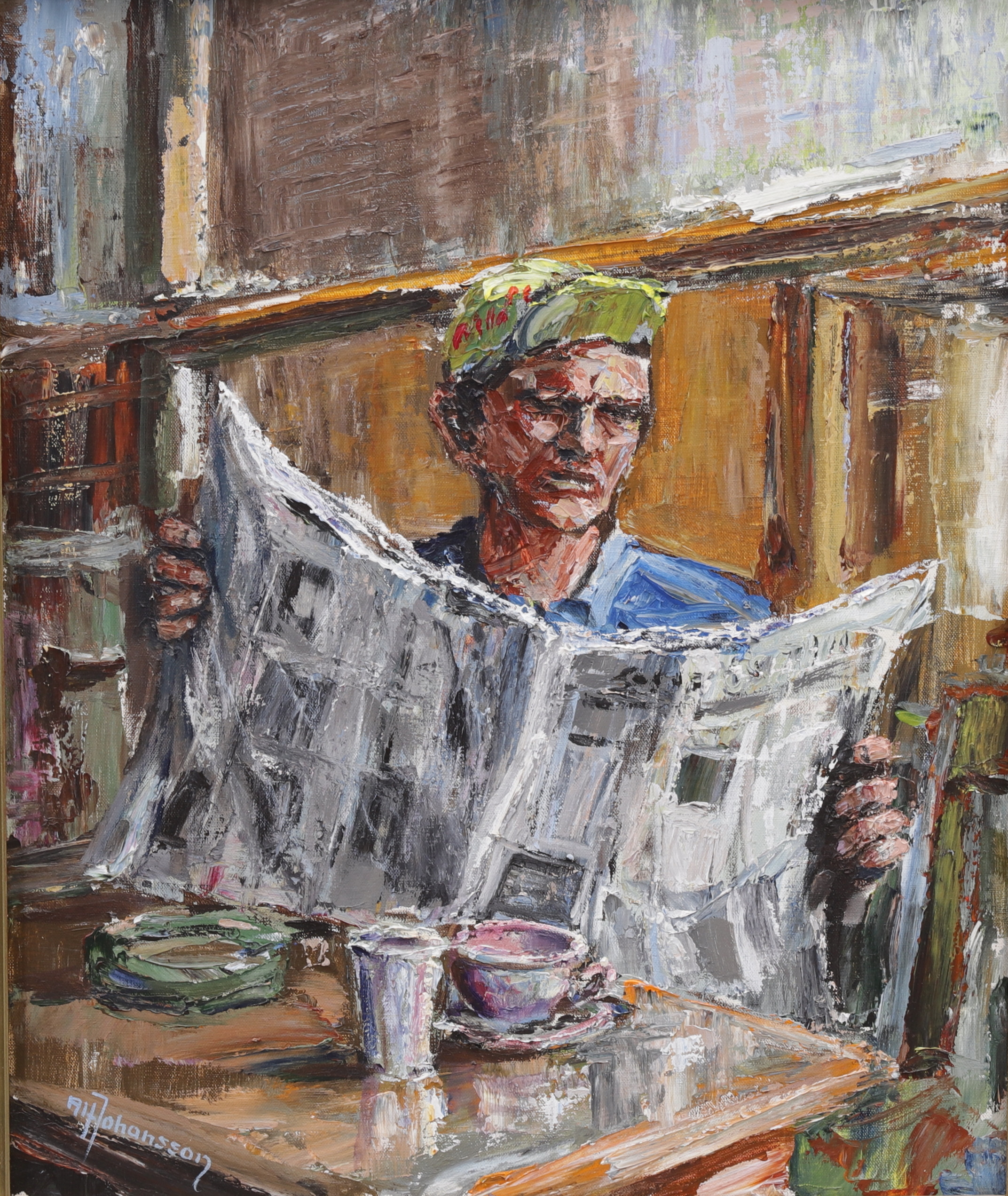 Images for 2172226. ALF JOHANSSON. Oil on canvas. Man with newspaper ...
