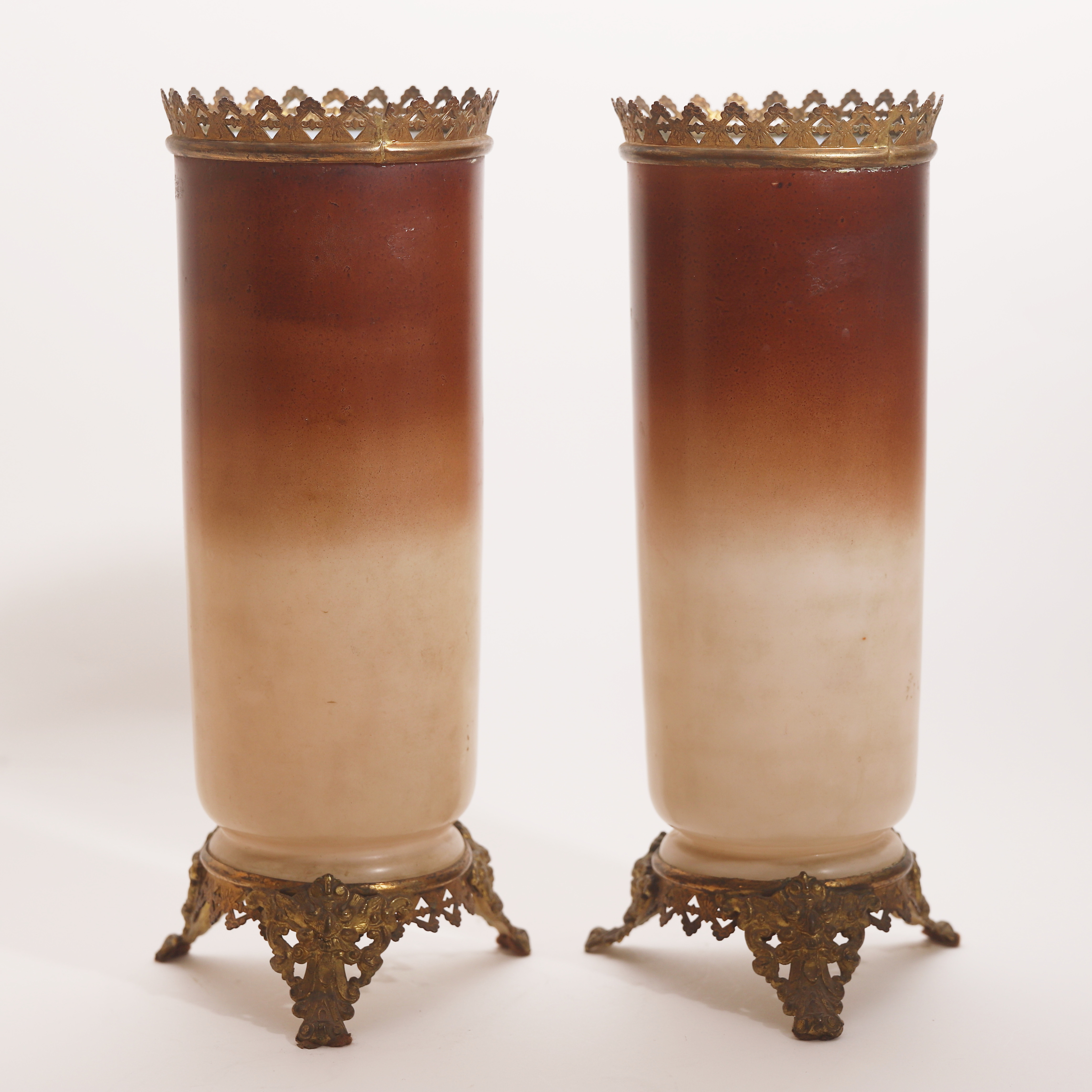 Images for 2183069. PAIR OF ISABELINE VASES, hand-painted opaline and ...