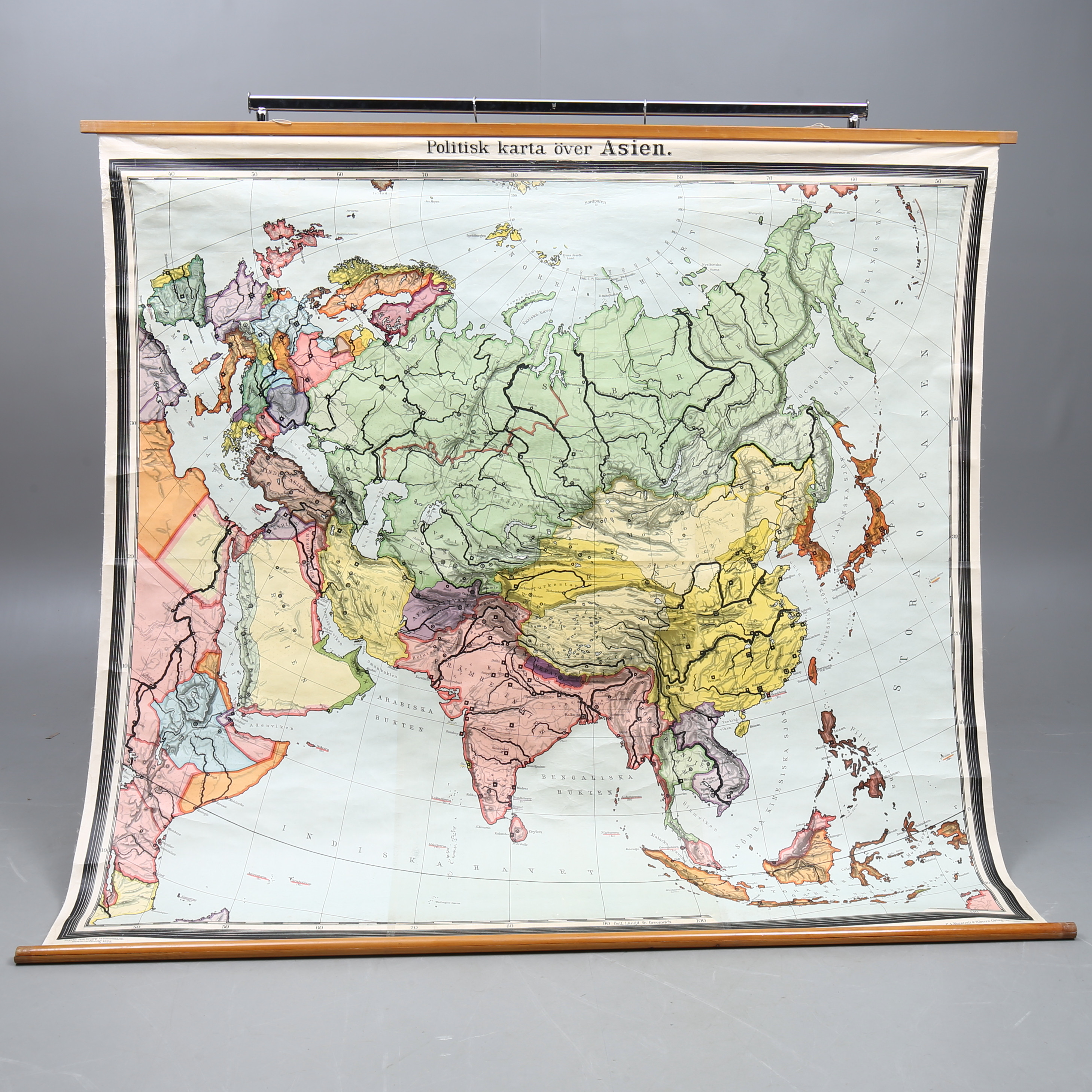 Images for 2190501. SCHOOL MAP. "Political Map of Asia", 1923. - Auctionet