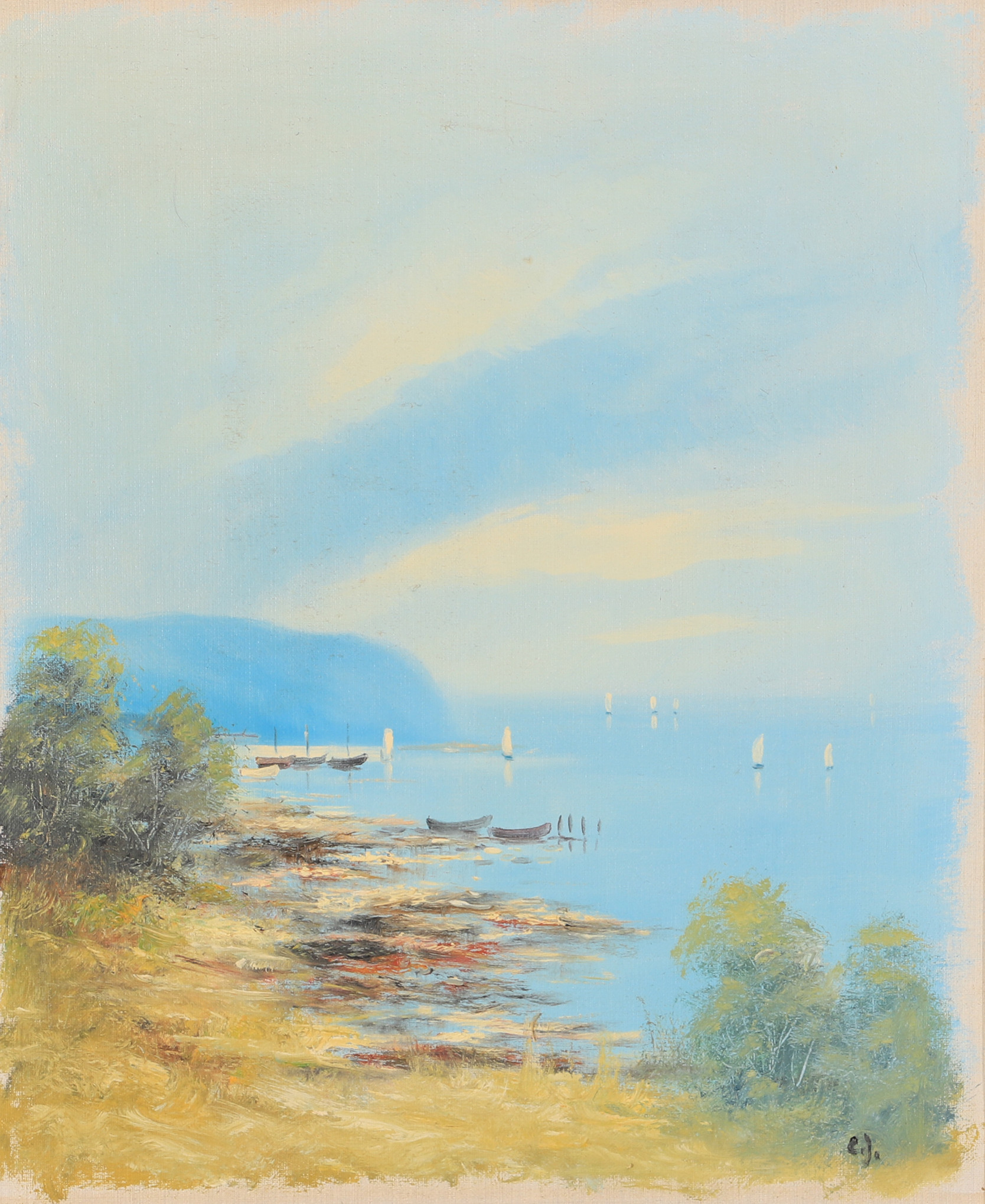 Images for 2193771. CARL JULIUS. Coastal scene with boats, oil on ...