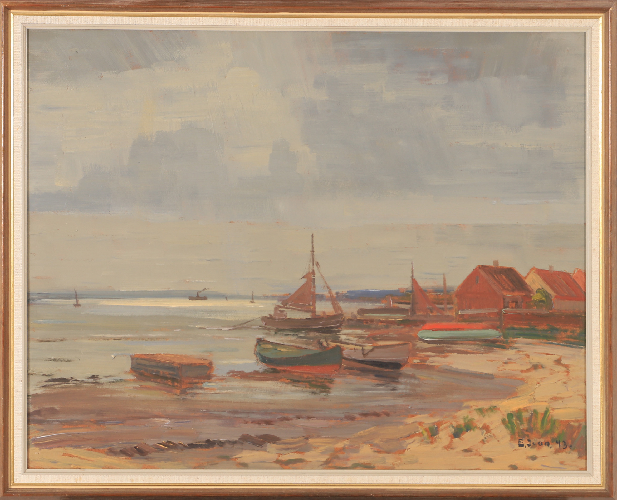 Images for 2208505. ERIK JEAN. Coastal scene with boats, oil on Board ...