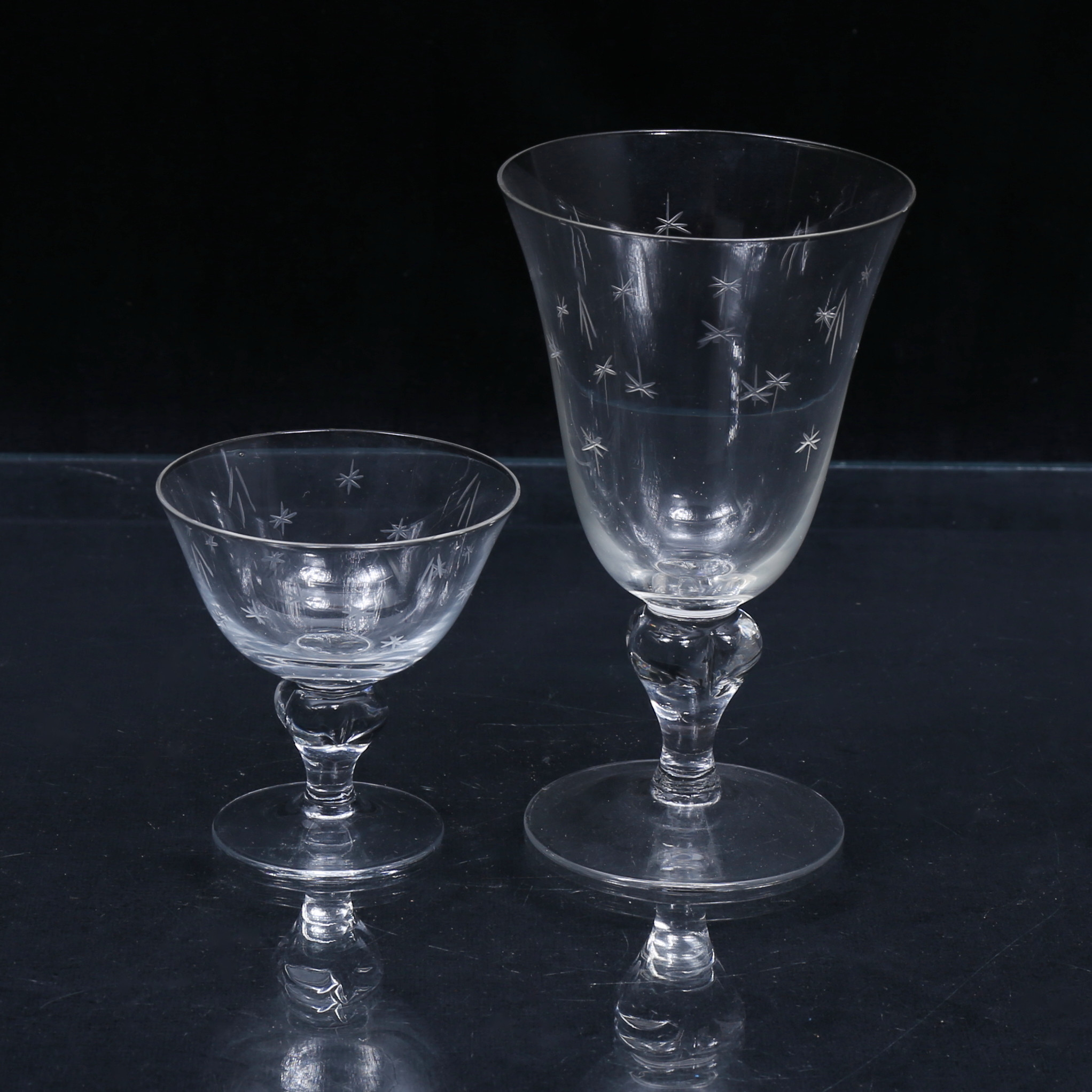 Images for 2222701. GLASSWARE, 22 pieces, ground decoration with stars ...