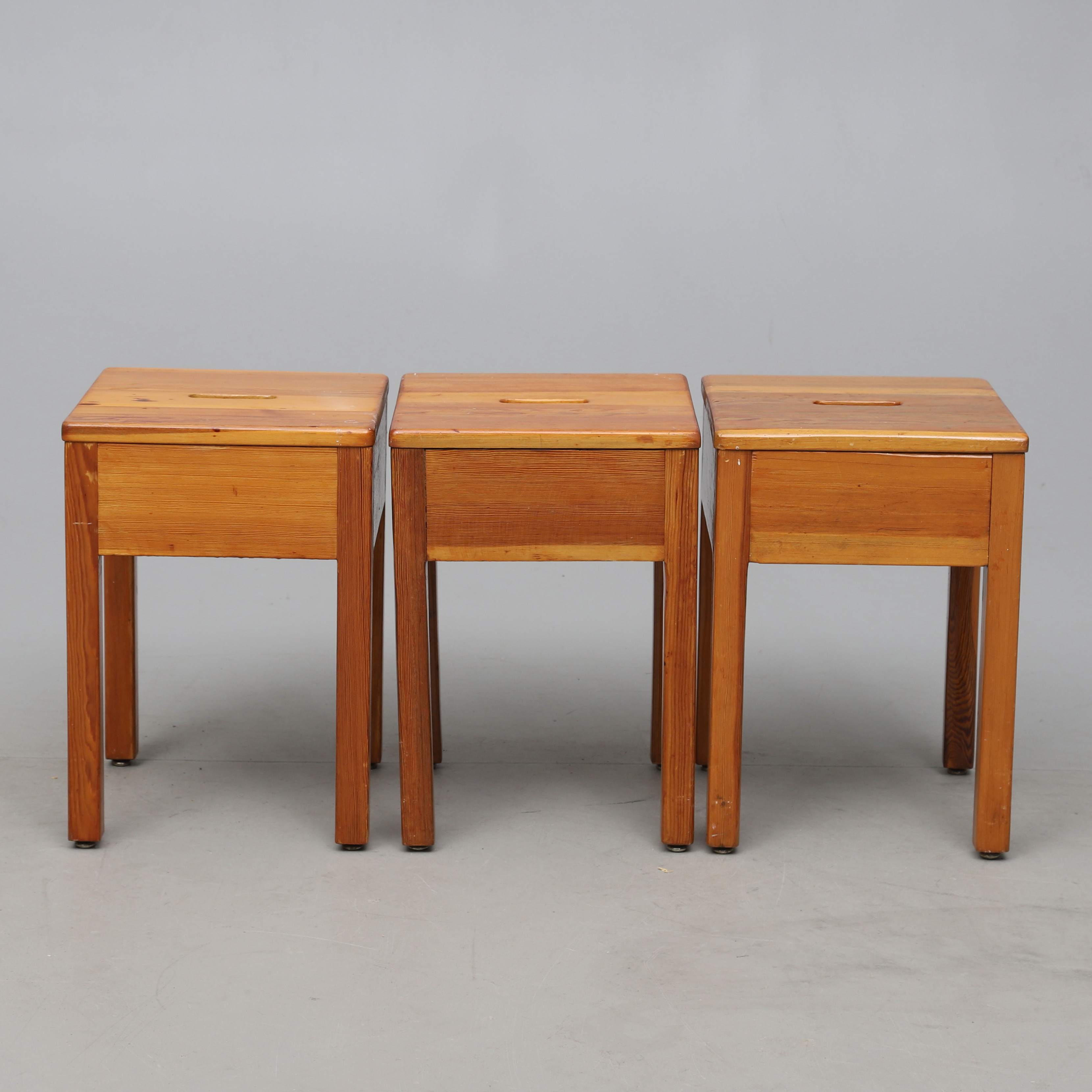 Images for 2224054. Stools, 3 pieces, lasered pine, first half/middle ...