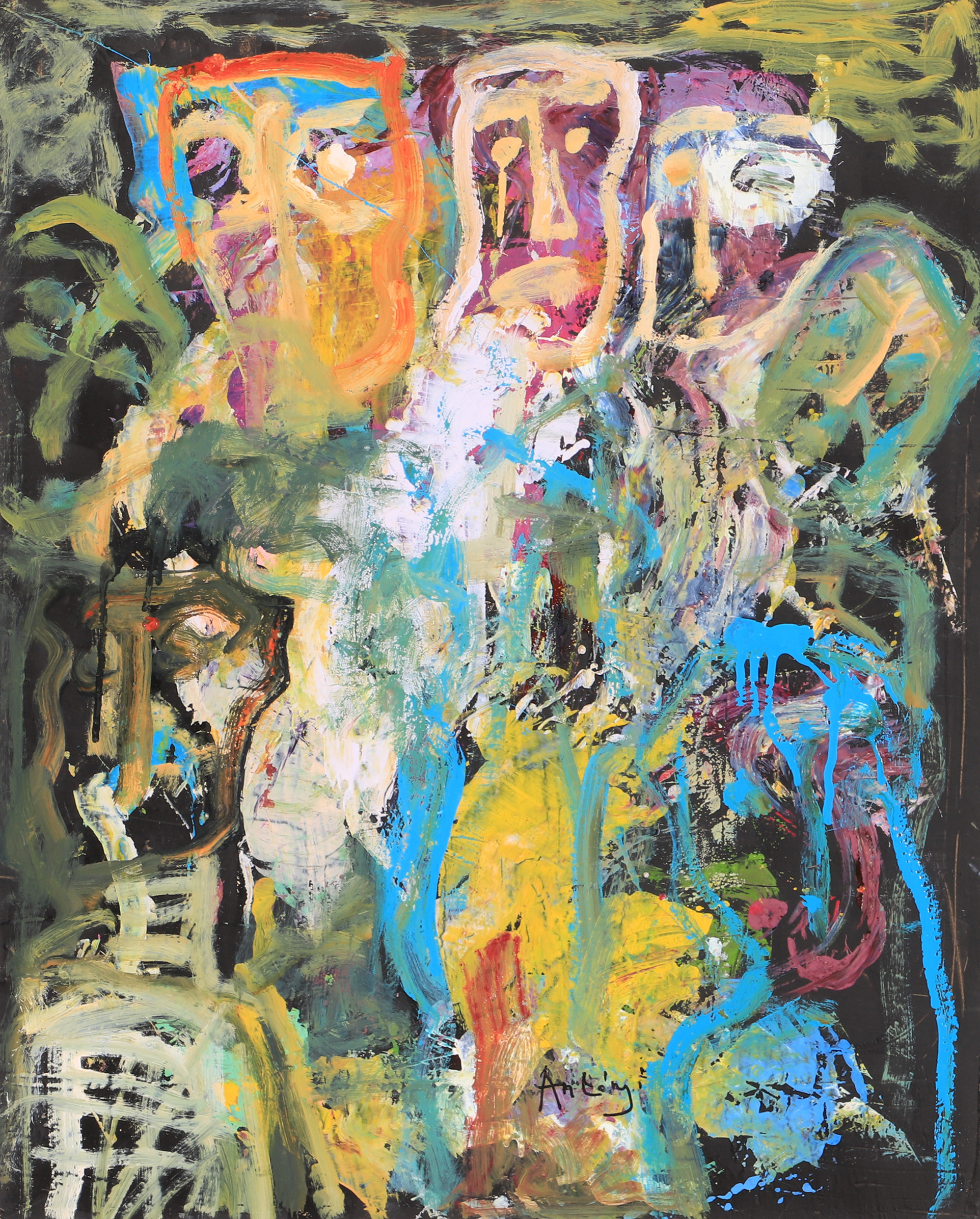 Bilder för 2237369. IMRE ANTONYI. Figurer, olja på pannå, signerad ...