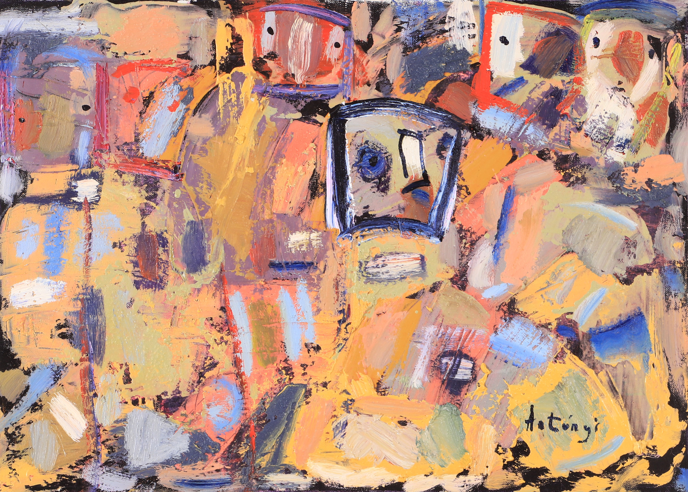 Bilder för 2237379. IMRE ANTONYI. Figurer, olja på duk, signerad ...