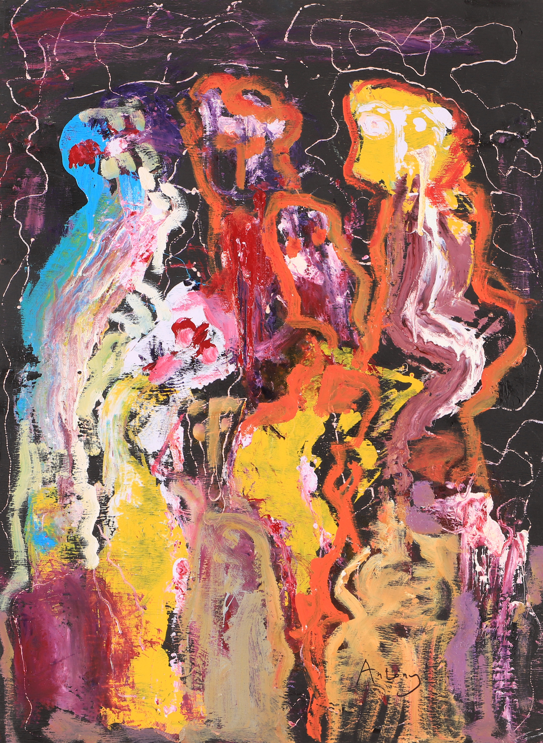 Bilder för 2237388. IMRE ANTONYI. Figurer, olja på pannå, signerad ...