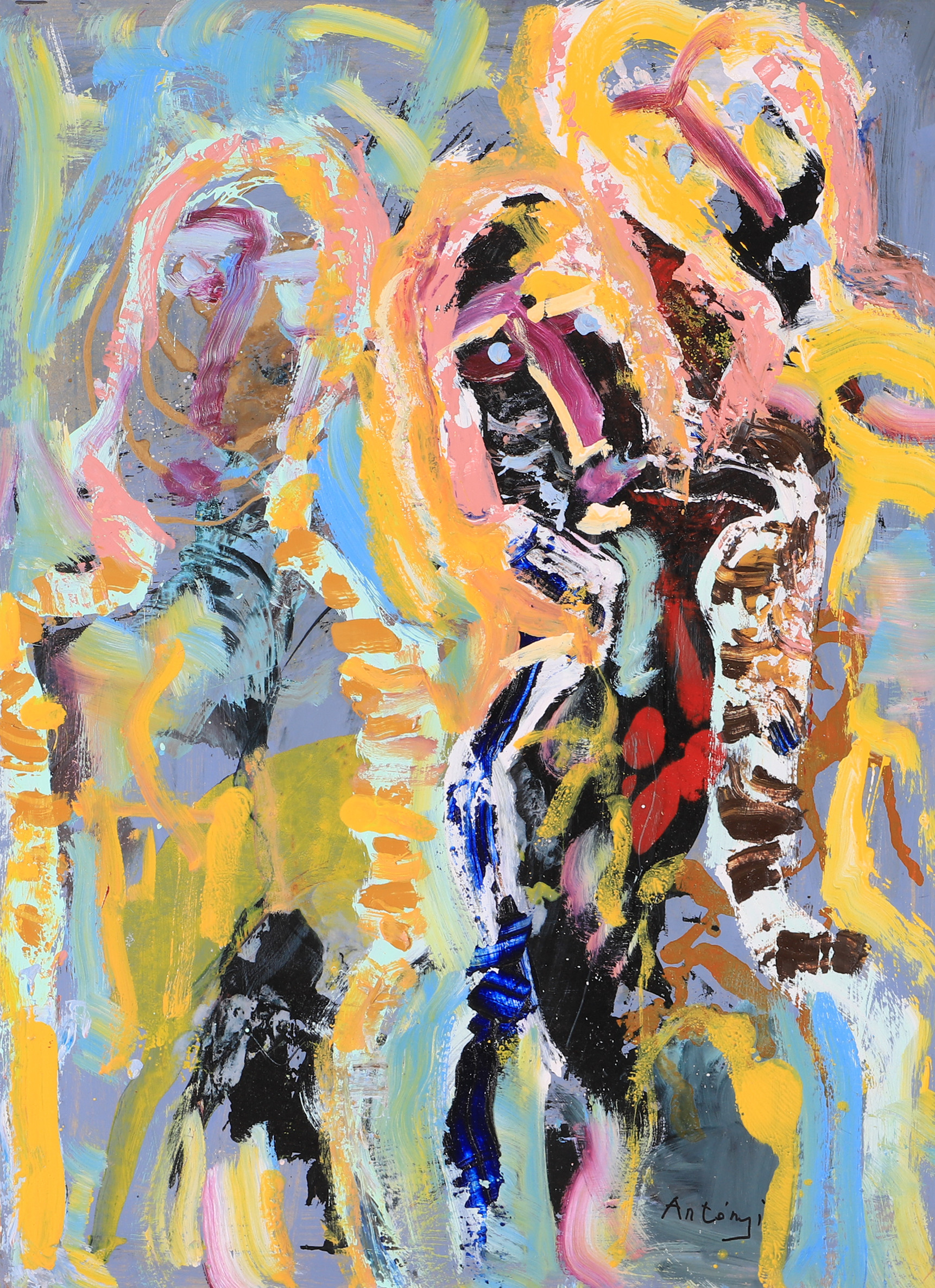 Bilder för 2237517. IMRE ANTONYI. Figurer, olja på pannå, signerad ...