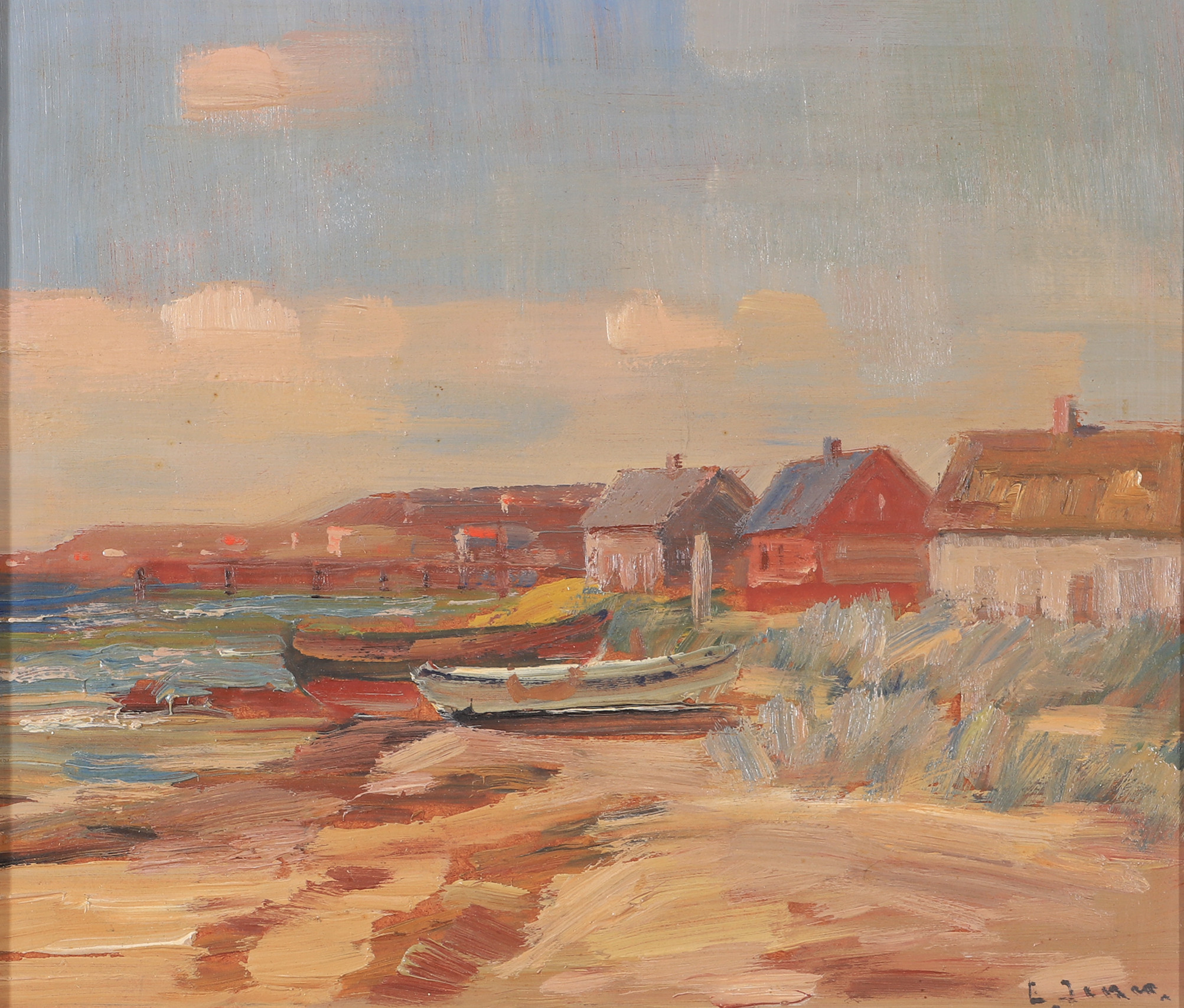 Images for 2250361. ERIK JEAN. Coastal scene with boats, oil on Board ...