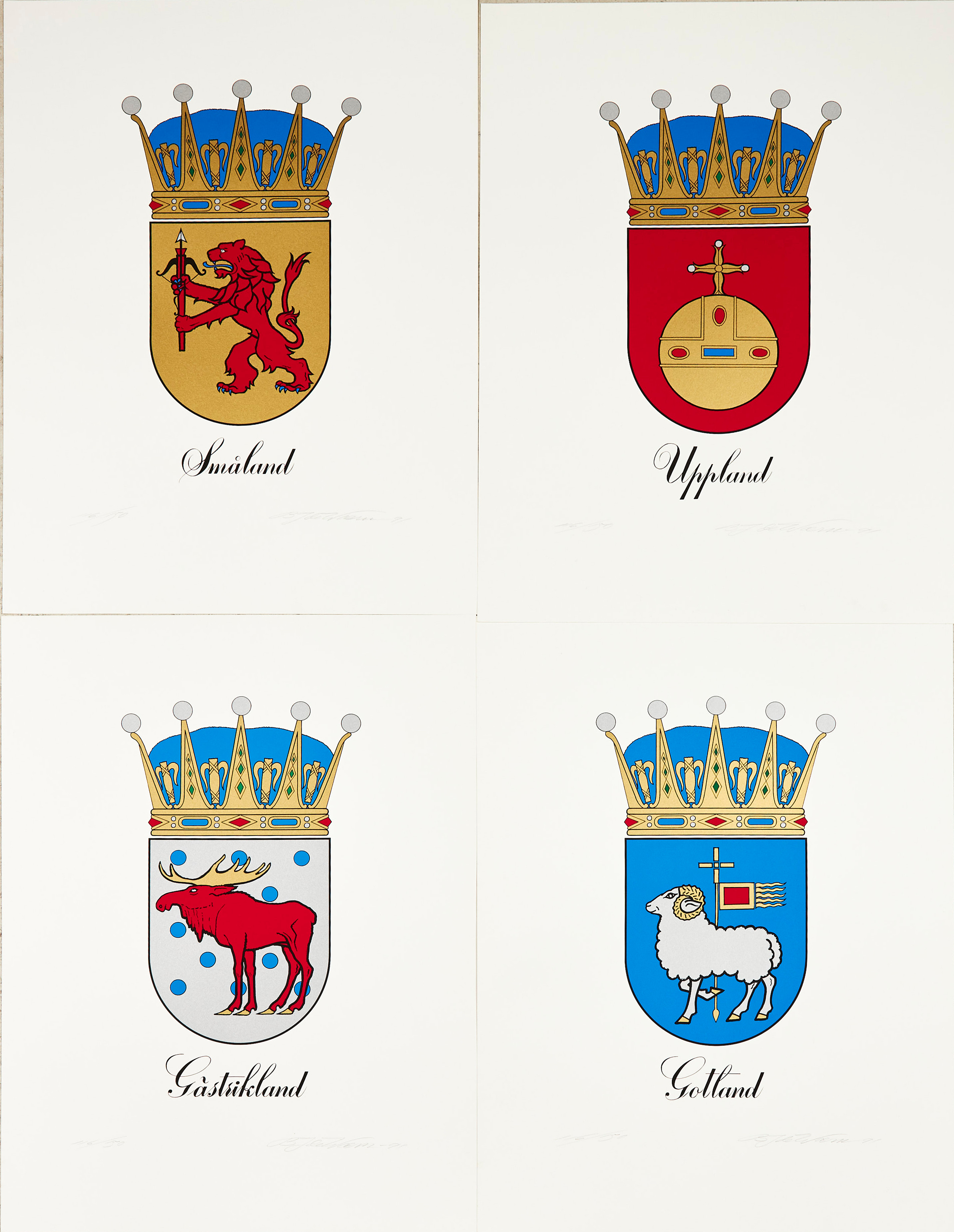 BROR JACQUES DE WÆRN. "Sveriges Landskapsvapen", mapp innehållande 24 ...