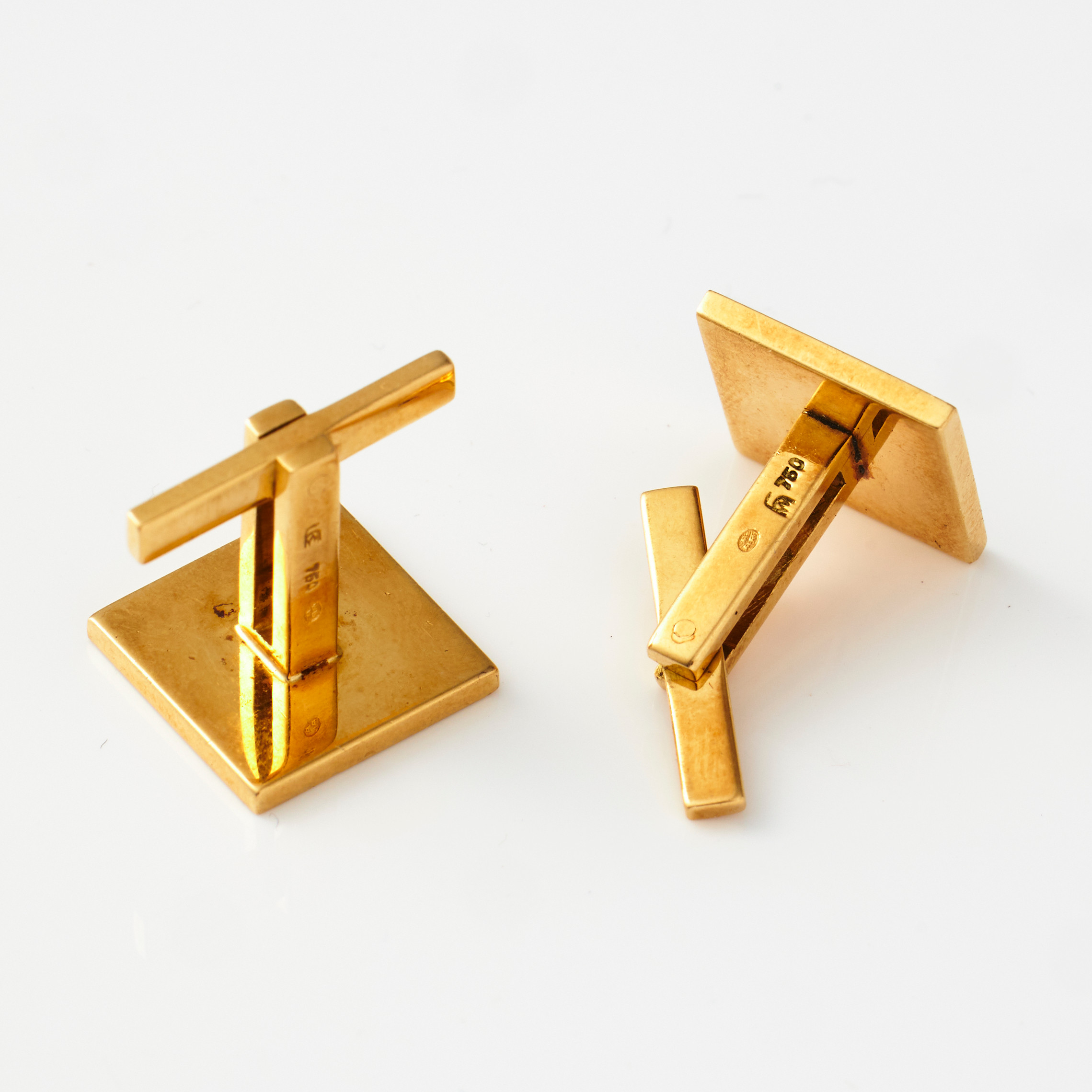 Images for 2259081. CUFF LINKS, 1 pair, 18k gold, square cufflinks with ...
