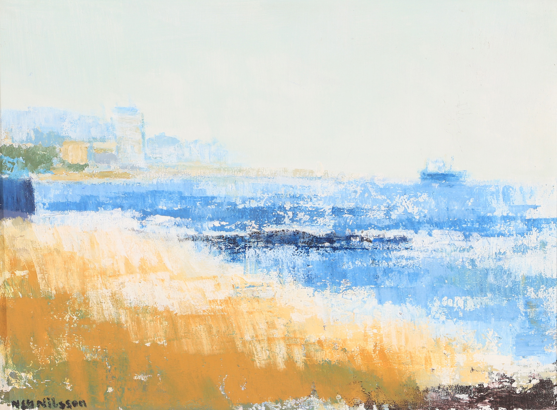 Images for 2297178. NILS ERIC GUNNAR NILSSON. Coastal scene with boat ...