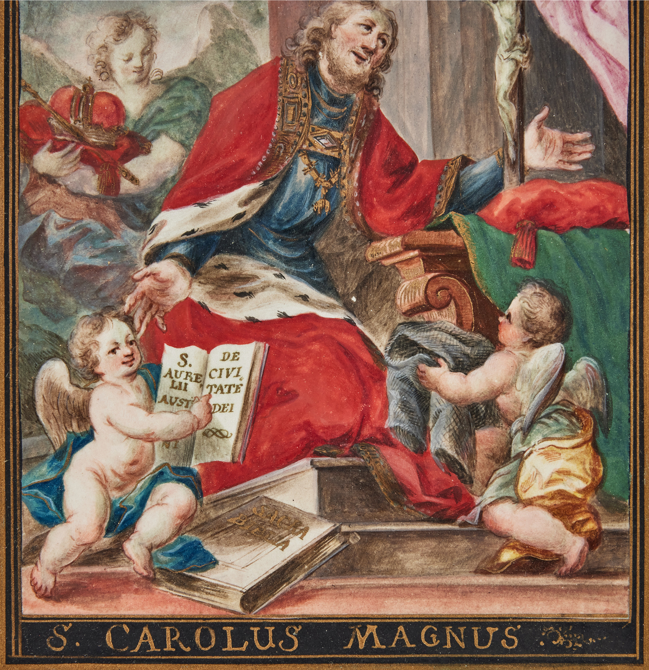 Bilder för 2304162. OKÄND KONSTNÄR. Karl den Store knäböjande inför ...