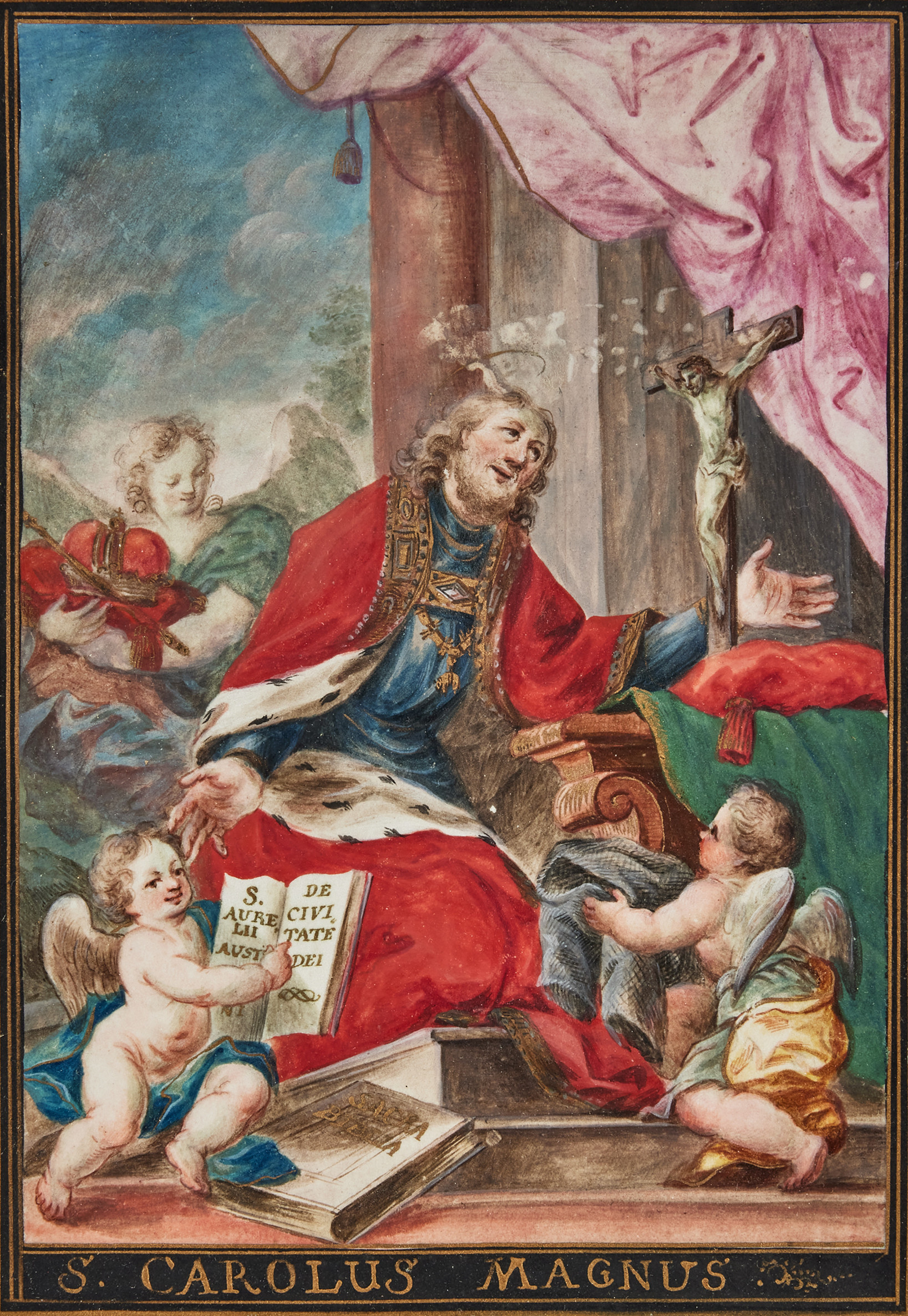 Bilder för 2304162. OKÄND KONSTNÄR. Karl den Store knäböjande inför ...