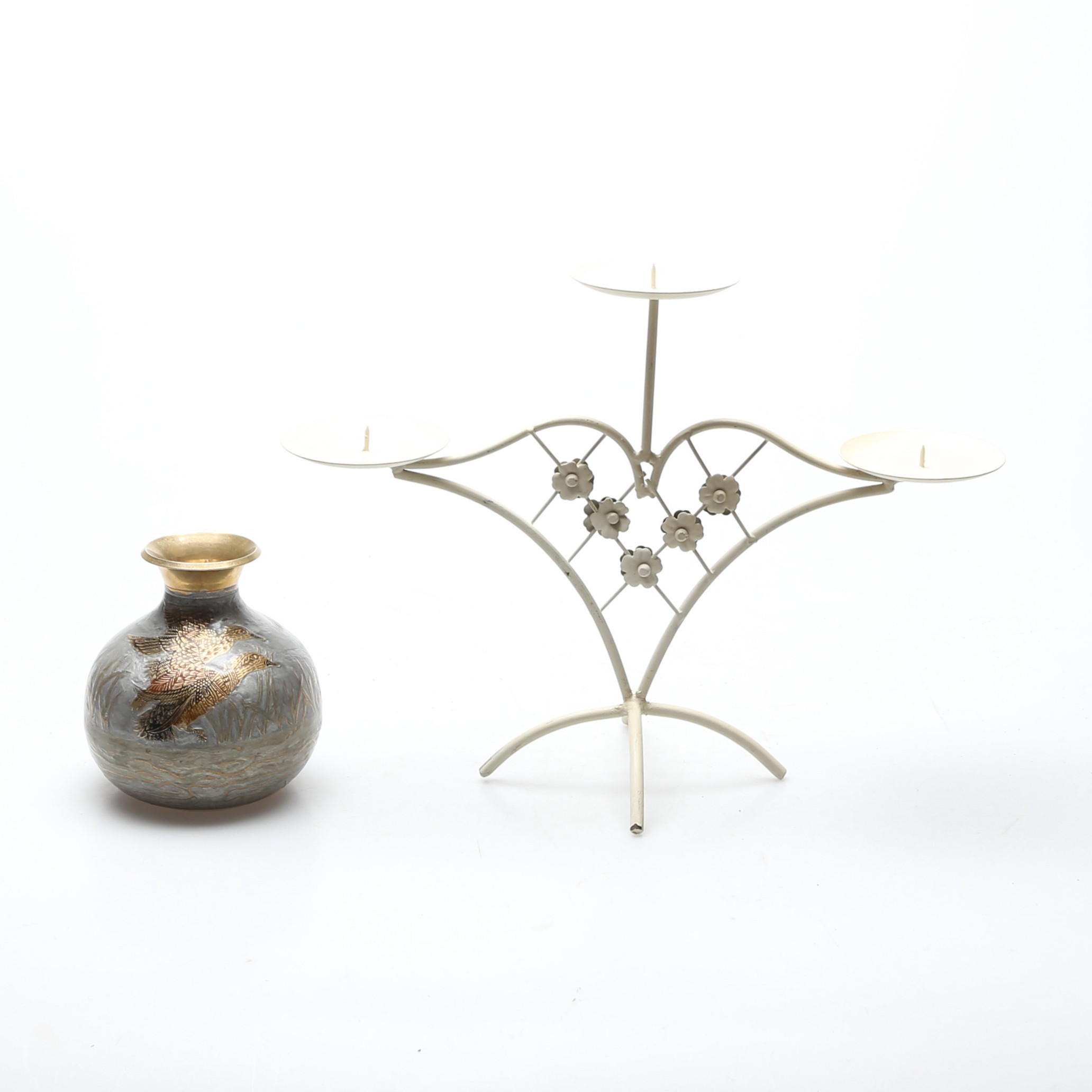 Images for 2316997. CANDLEHOLDER and VASE, metal, 20th century. - Auctionet