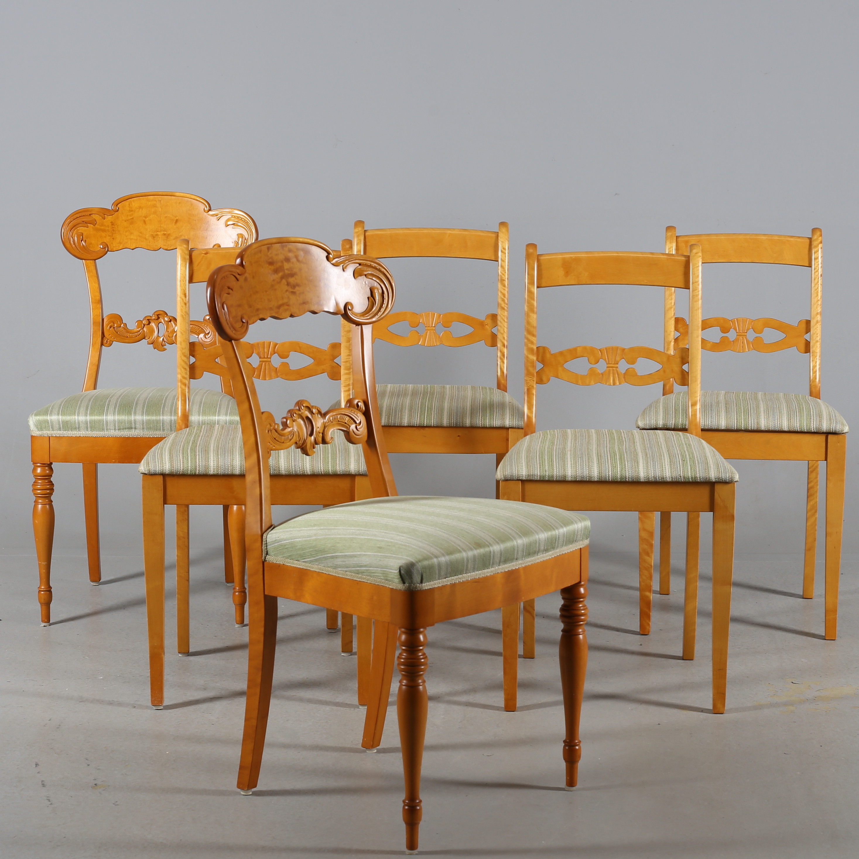 Images for 2321372. CHAIRS, 6 pieces, (4 + 2), light birch, fabric ...