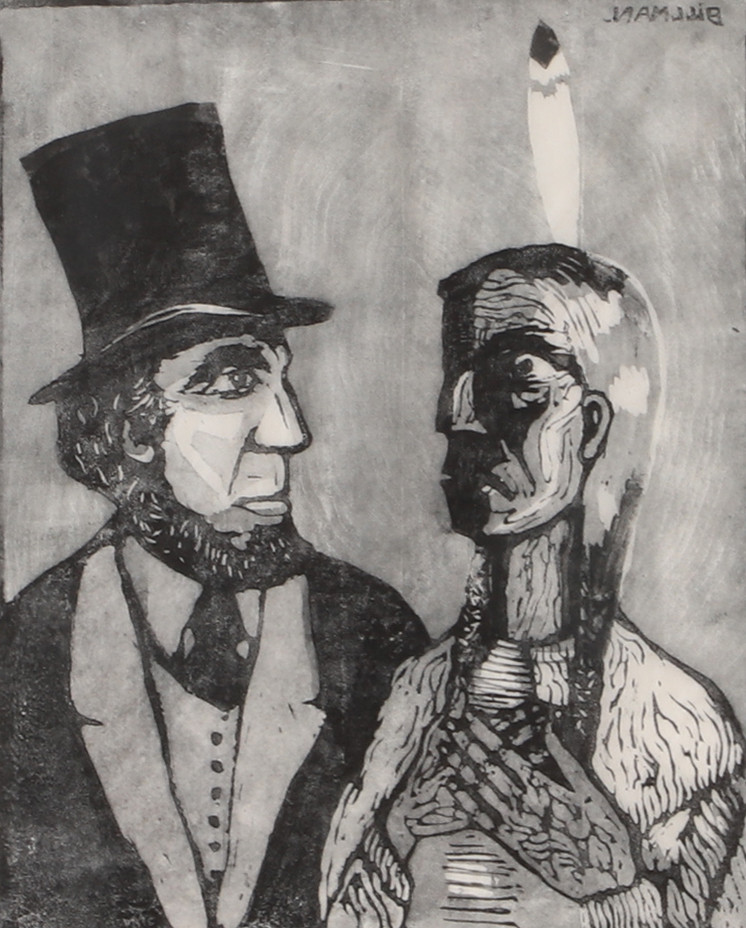 TORSTEN BILLMAN. Indian och Lincoln, träsnitt, signerad Billman. Konst ...