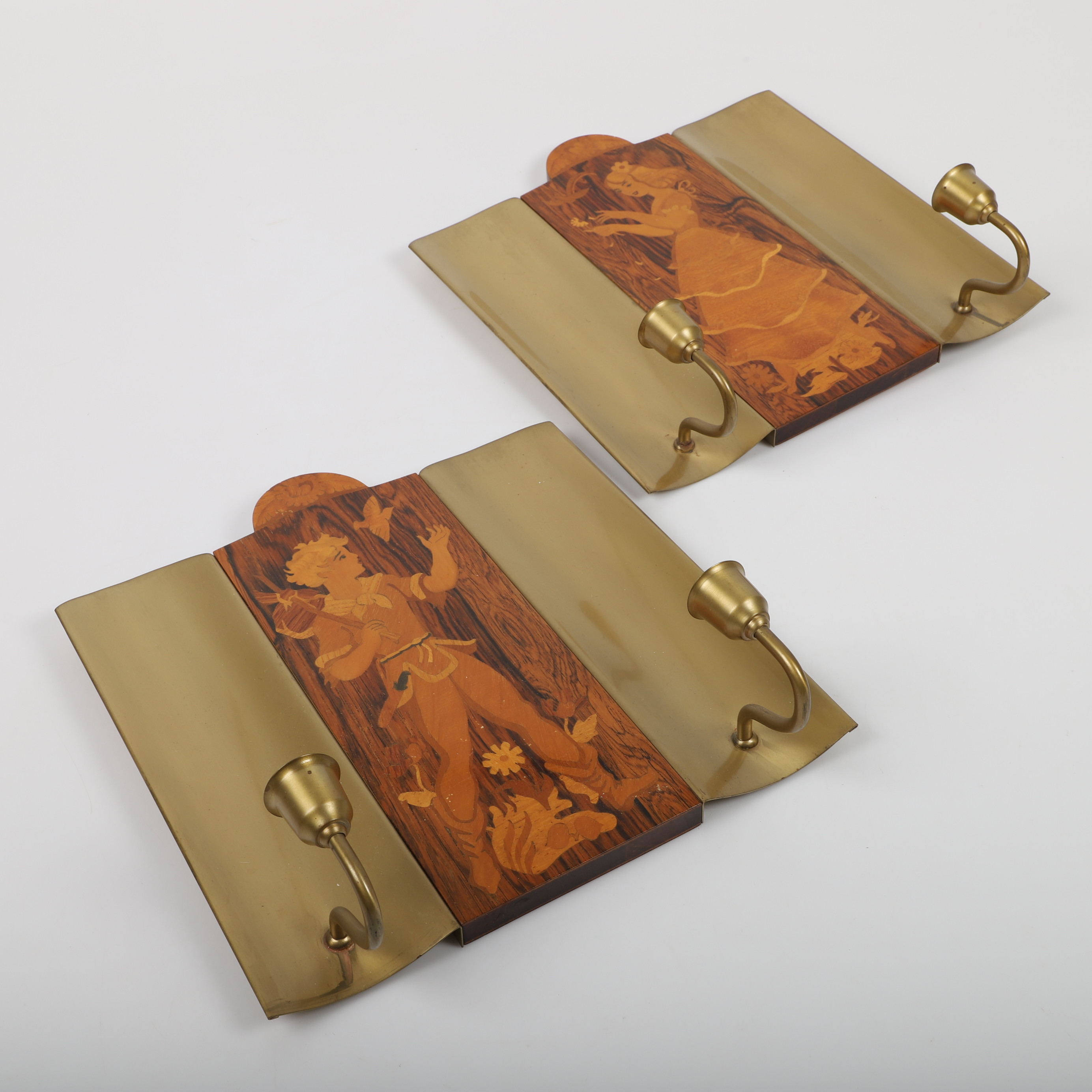 Images for 2329275. WALL CANDLES, 1 pair, wood / brass, Mjölby Intarsia ...