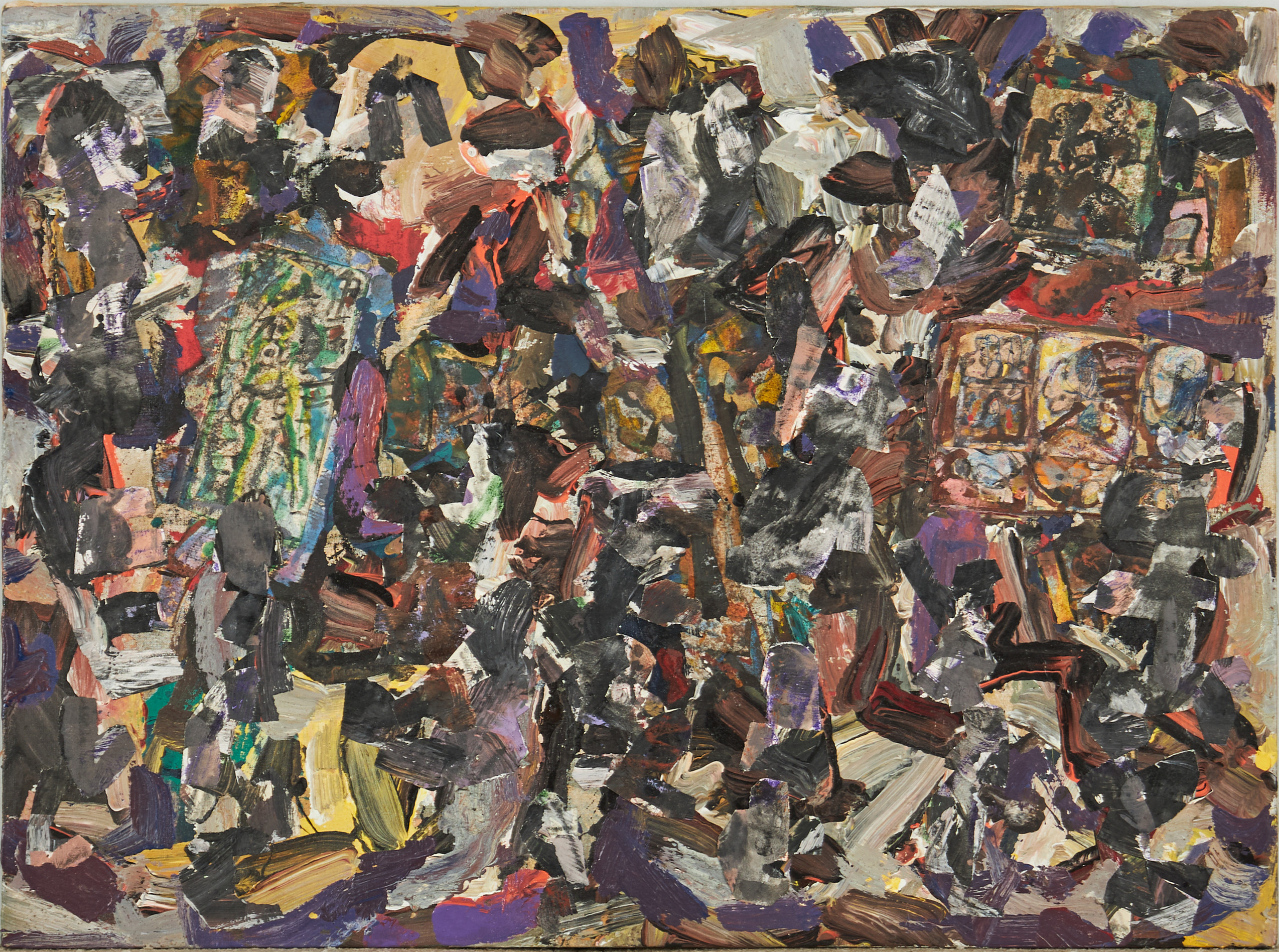 VALTER GIBSON (1928-2002). Komposition, collage/blandteknik på duk, ej ...