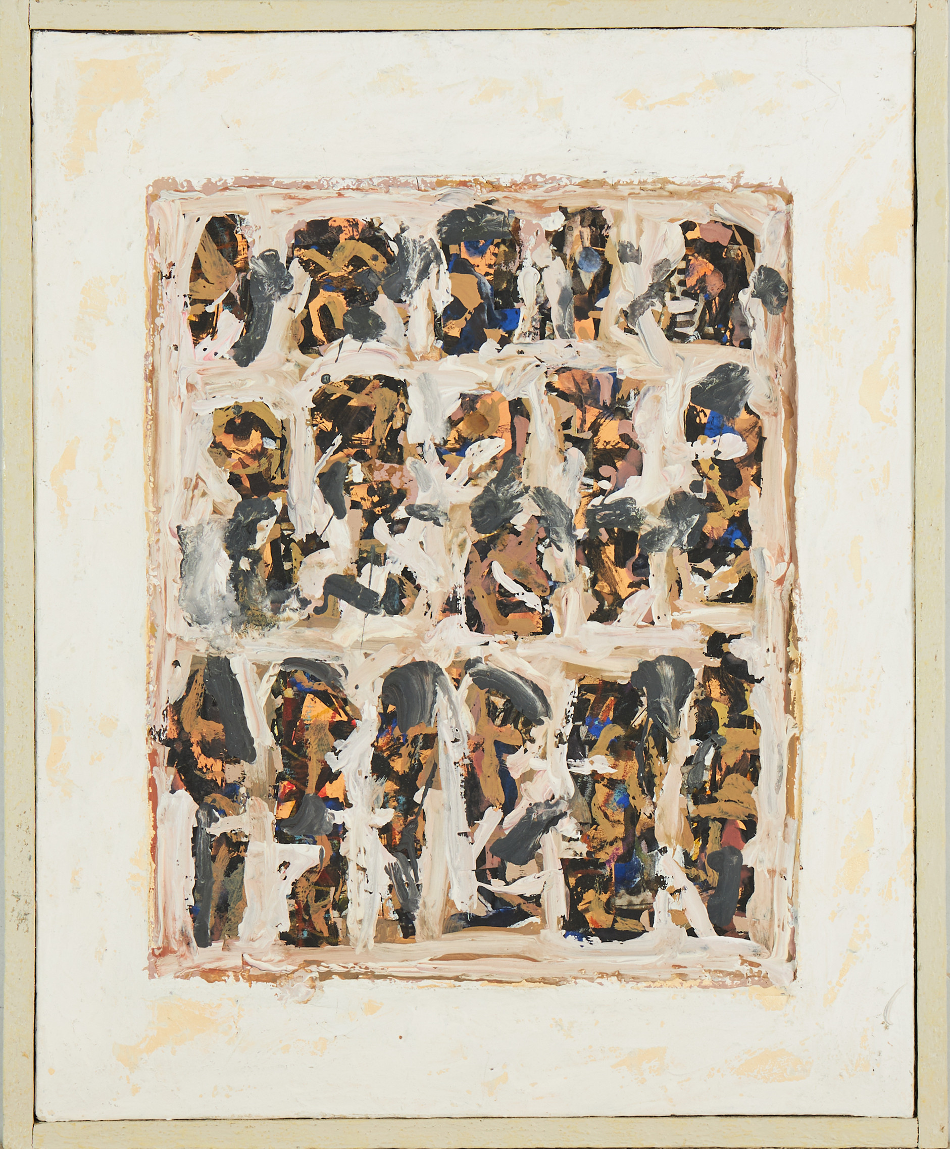 VALTER GIBSON (1928-2002). Komposition med vitt, collage/blandteknik på ...