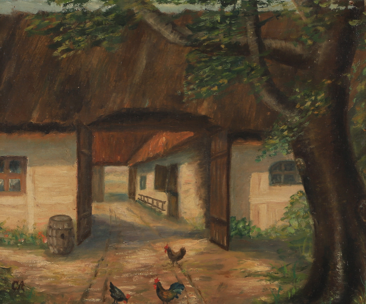 Images for 2355503. CARL ANDERSON. Farm with chickens, oil on canvas ...