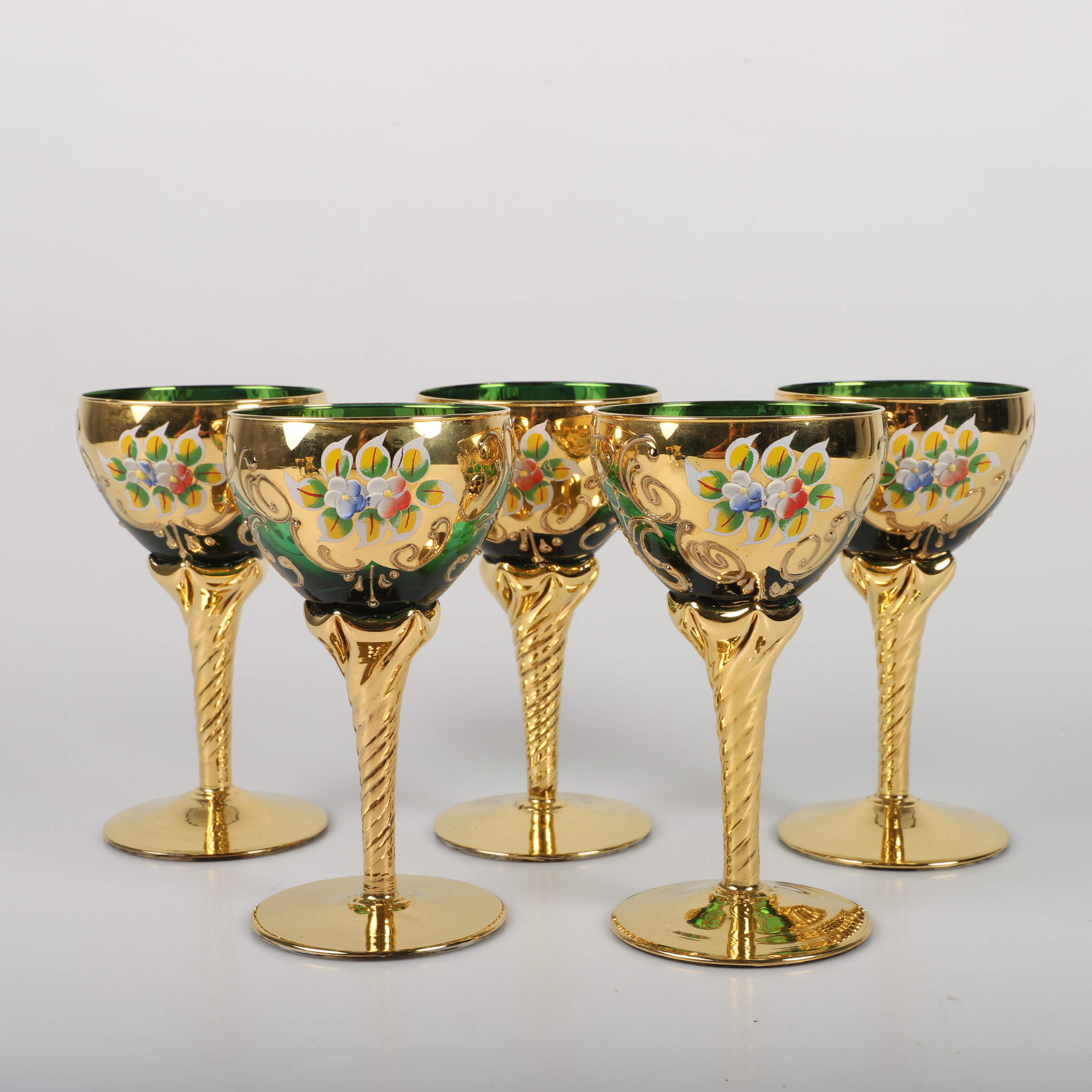 Images for 2366188. GLASSWARE PARTS, 18 pieces, colored and gilded ...