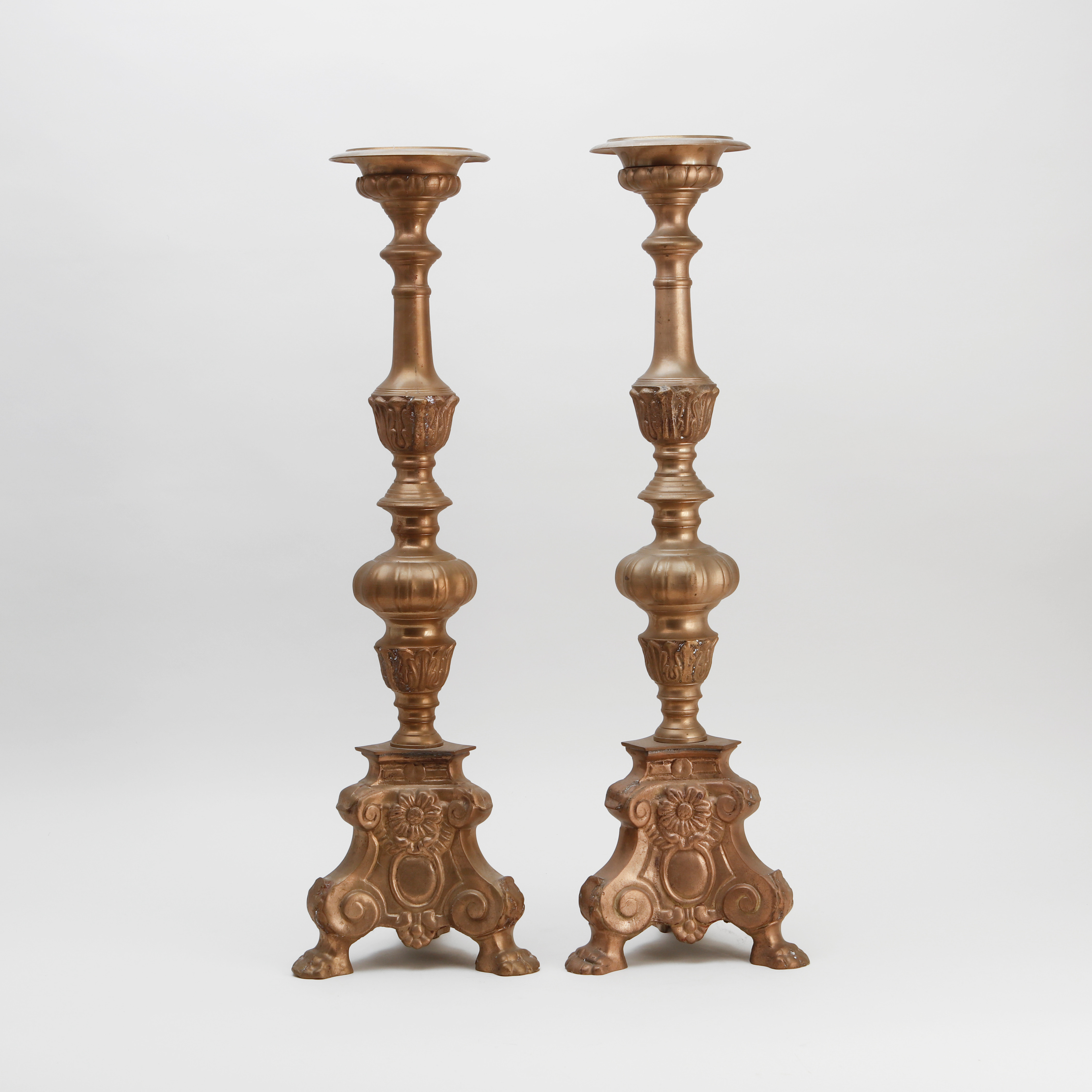 Images for 2370518. ALTAR CANDLES, a pair, yellow metal. - Auctionet