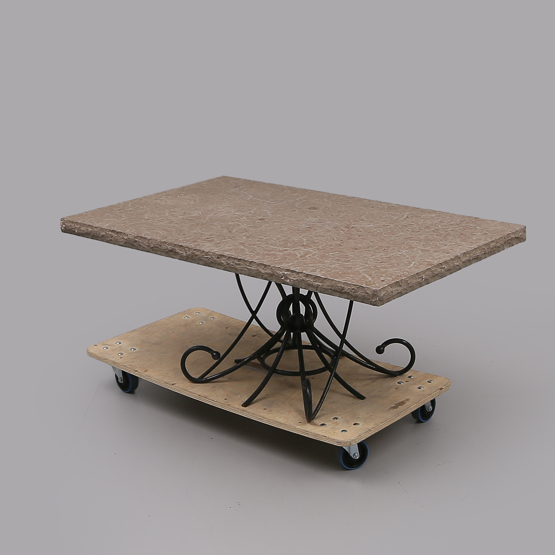 Images for 2371640. STONE TABLE, with metal stand, probably Öland stone ...