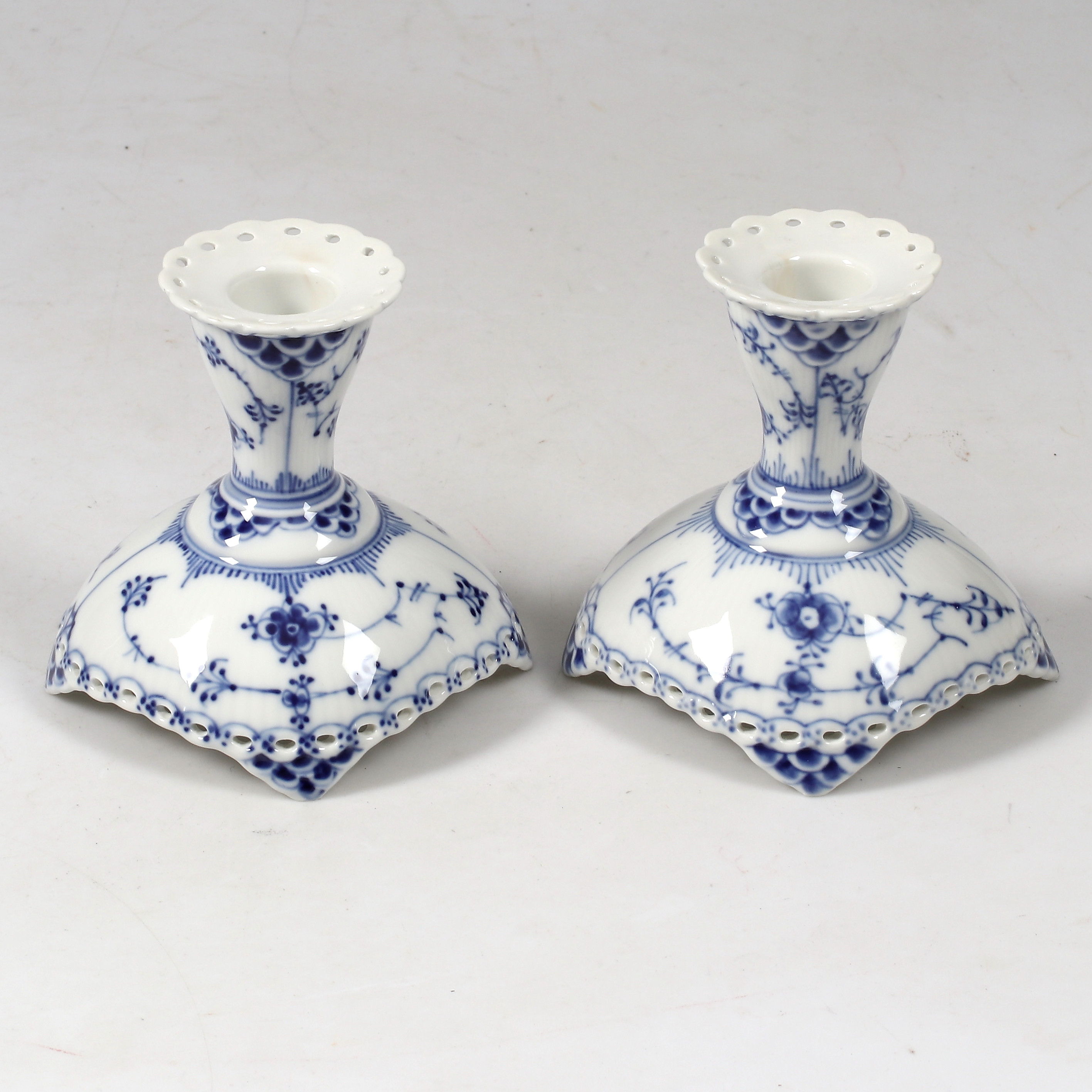 Images for 2378801. CANDLE STACKS, a pair, porcelain, "Musselmalet ...