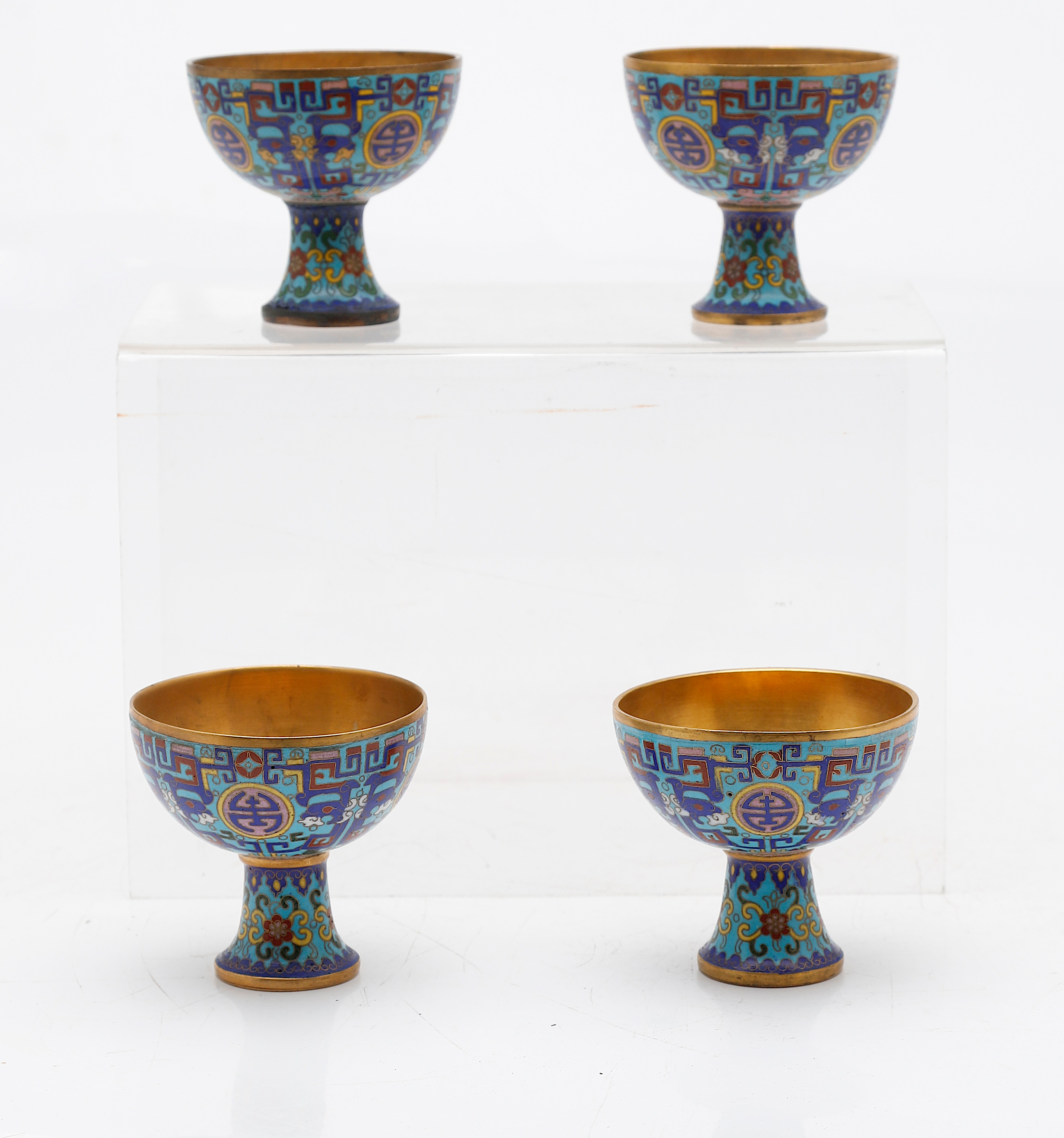 Images for 2387539. Four Chinese goblets in "cloisonné" enamel, second ...