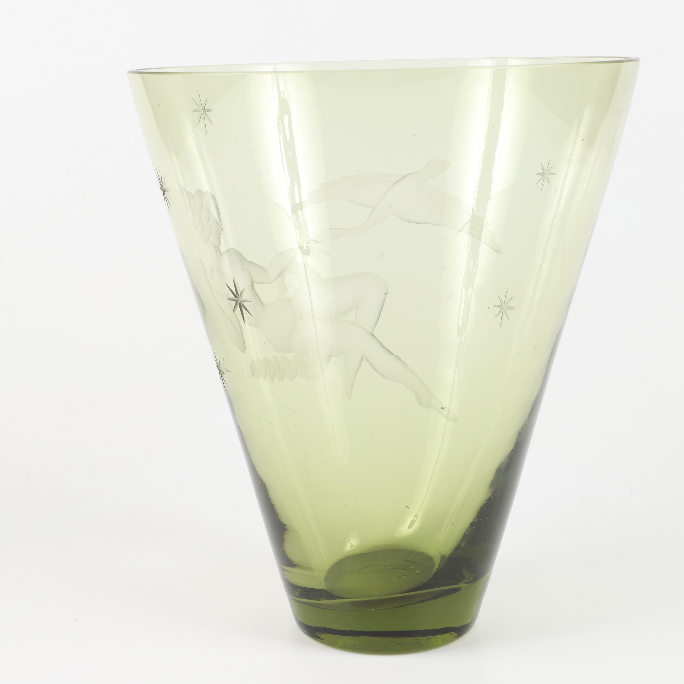 Images for 2390413. SULO TOMMOLA. Vase, green glass with etched ...
