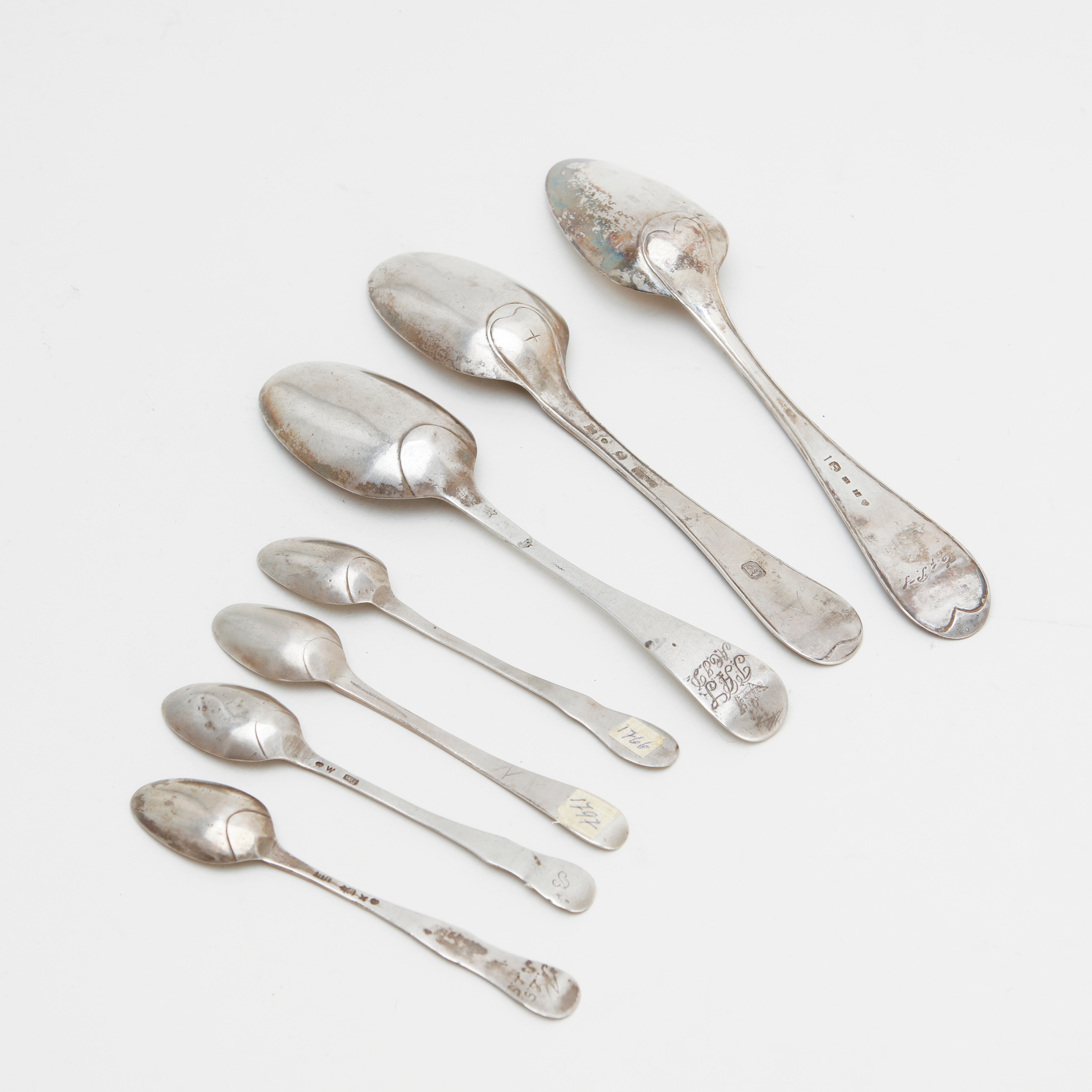 SKEDAR, 7 st, silver, 1700-tal, vikt ca 220 gram. Silver & Metall ...