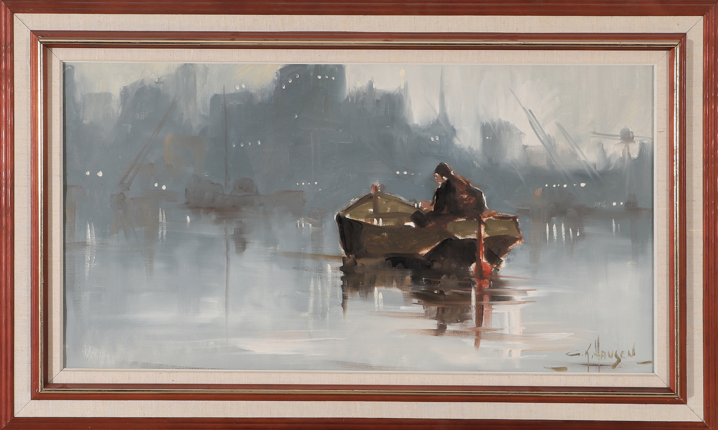 Images for 2407501. CARLO KNUD HANSEN. Man in a boat, oil on canvas ...