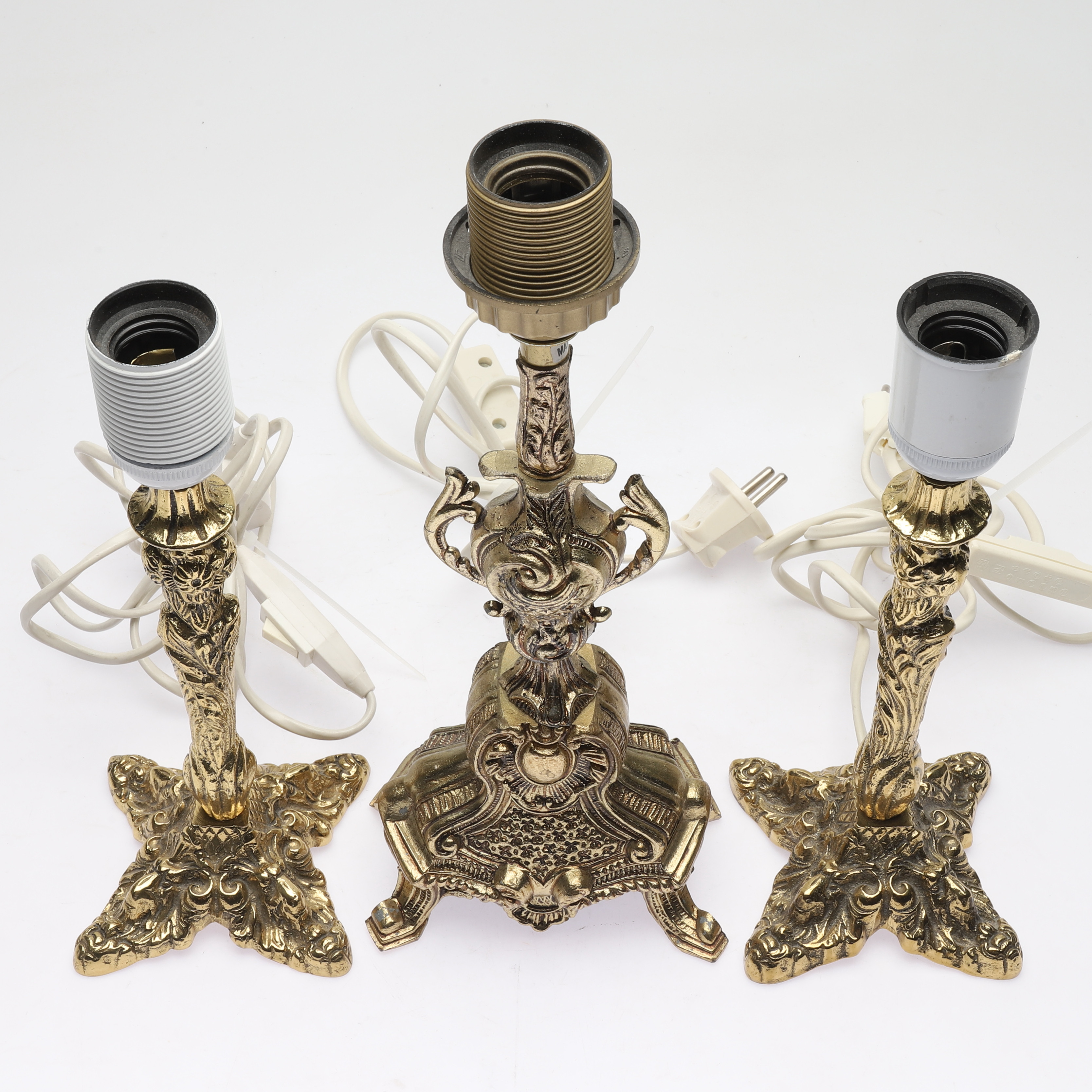 Images for 2415495. TABLE LAMPS, 2 + 1 pcs, yellow metal, rococo style ...