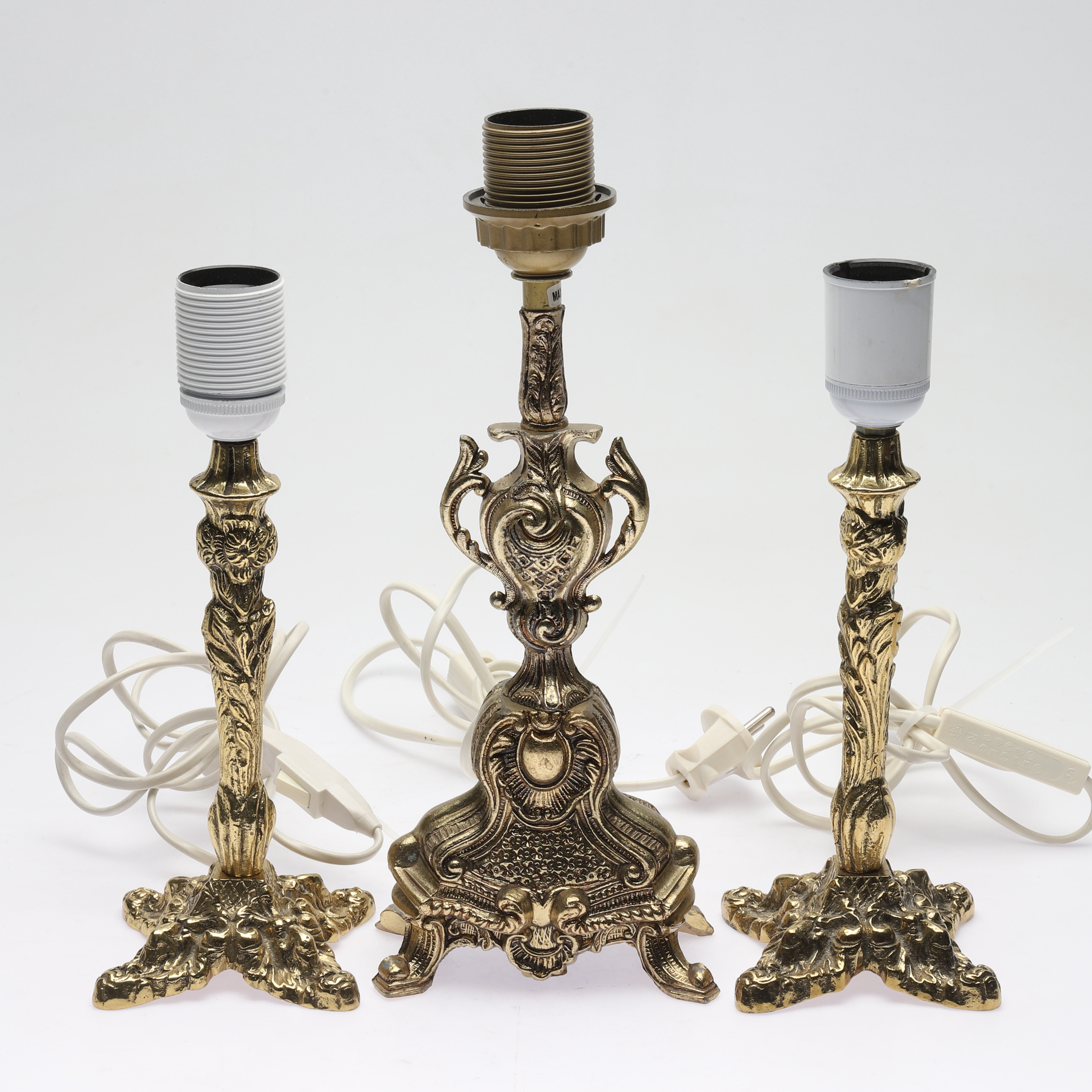 Images for 2415495. TABLE LAMPS, 2 + 1 pcs, yellow metal, rococo style ...