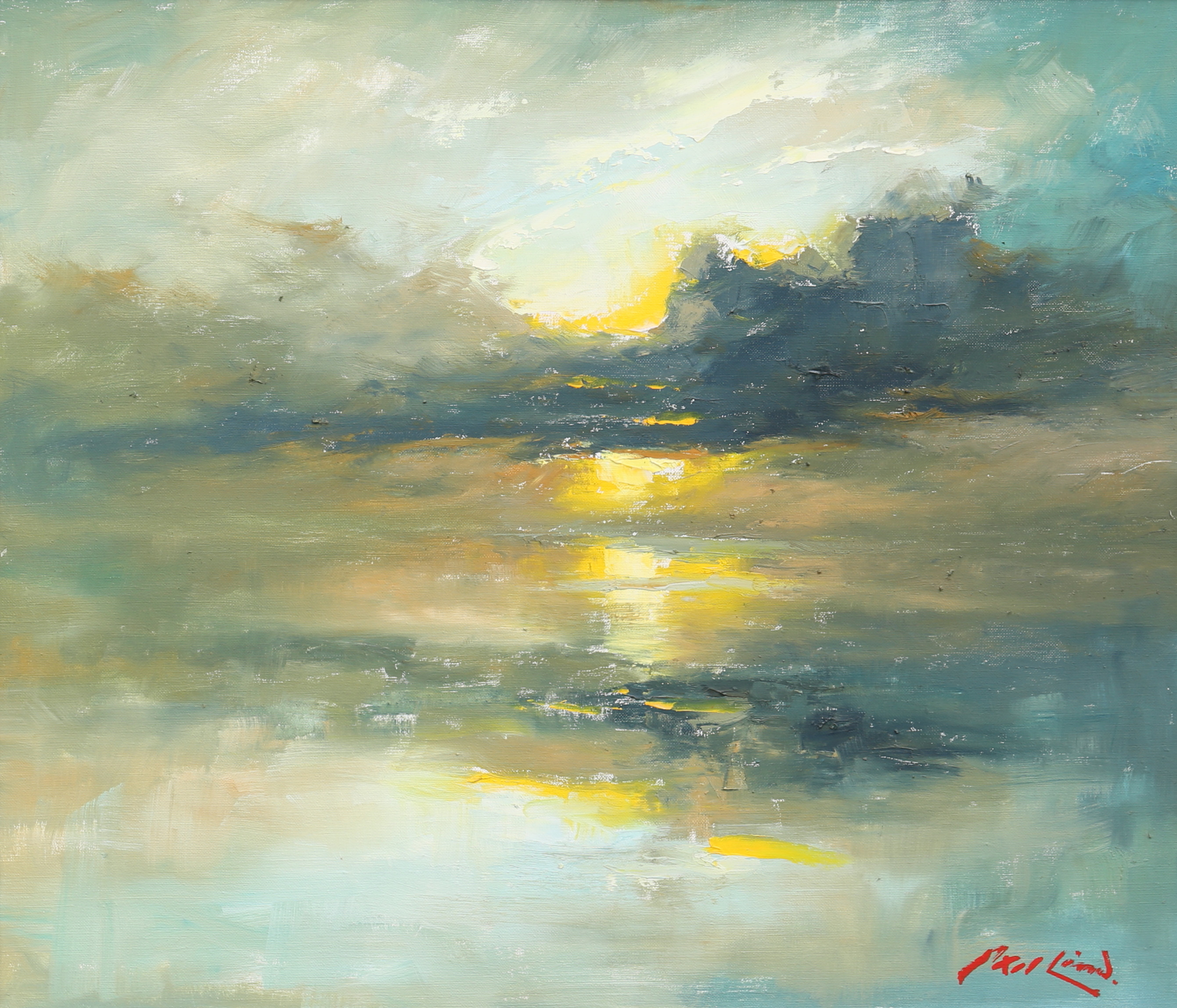 Images for 2415544. AXEL LIND. Sunset. Oil on canvas, signed. - Auctionet
