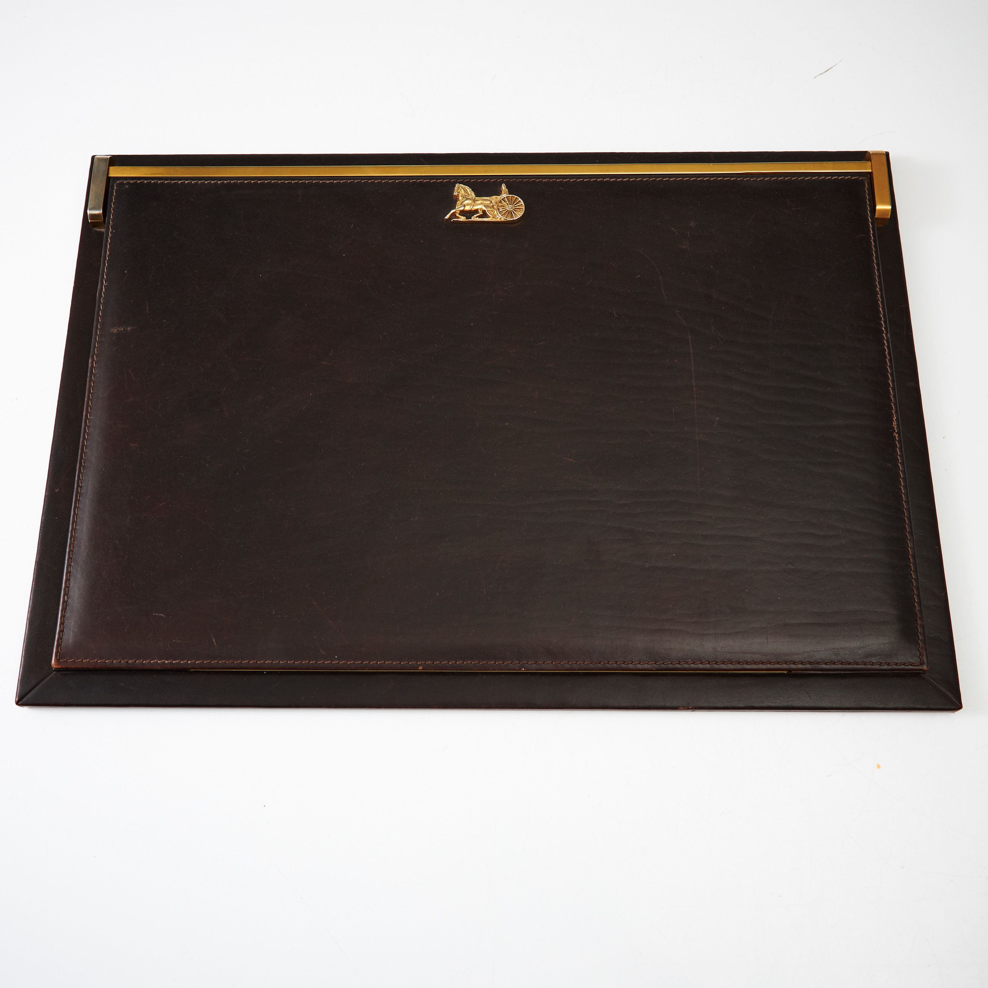 Images for 2419979. CÉLINE, desk pad in brown leather with brass ...
