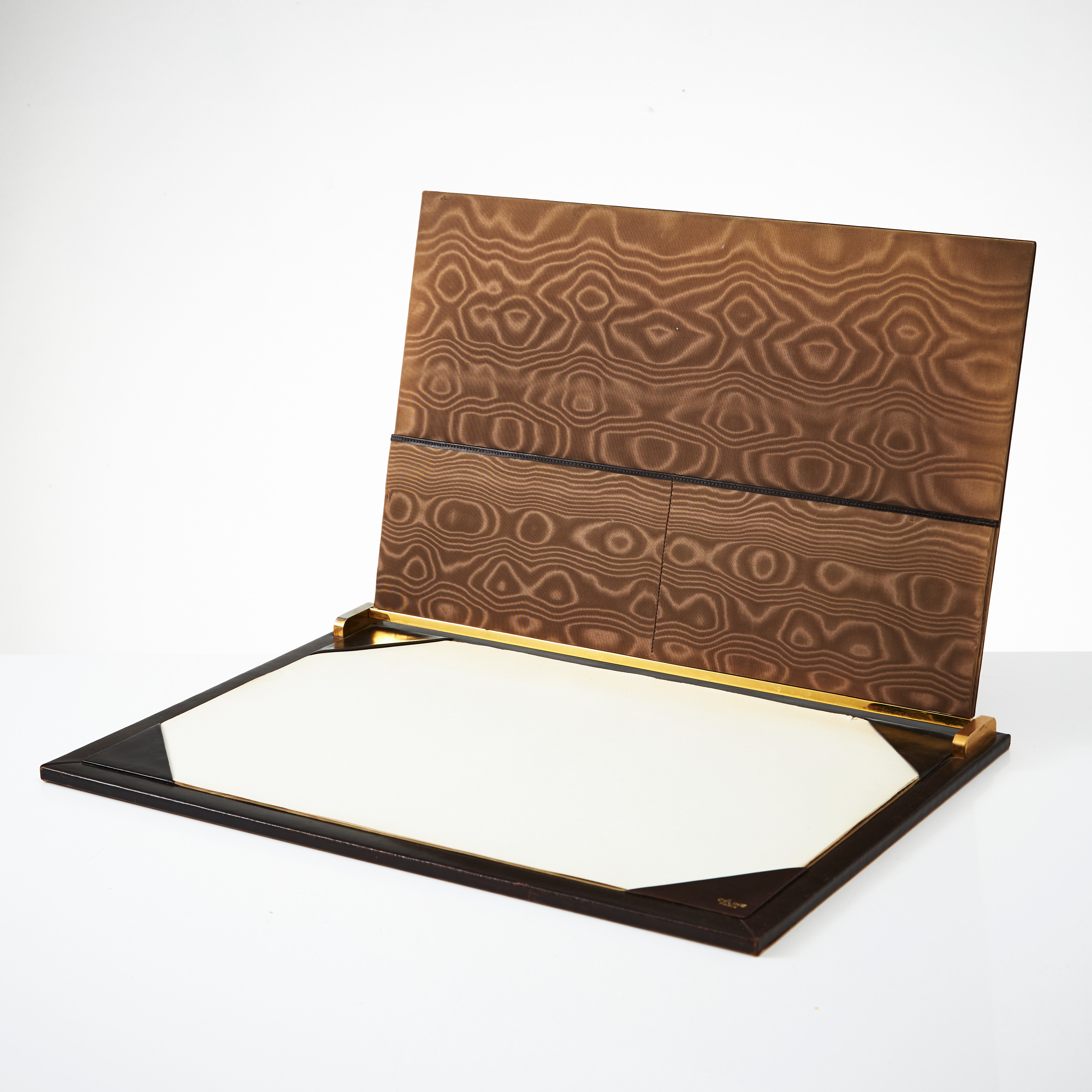 Images for 2419979. CÉLINE, desk pad in brown leather with brass ...