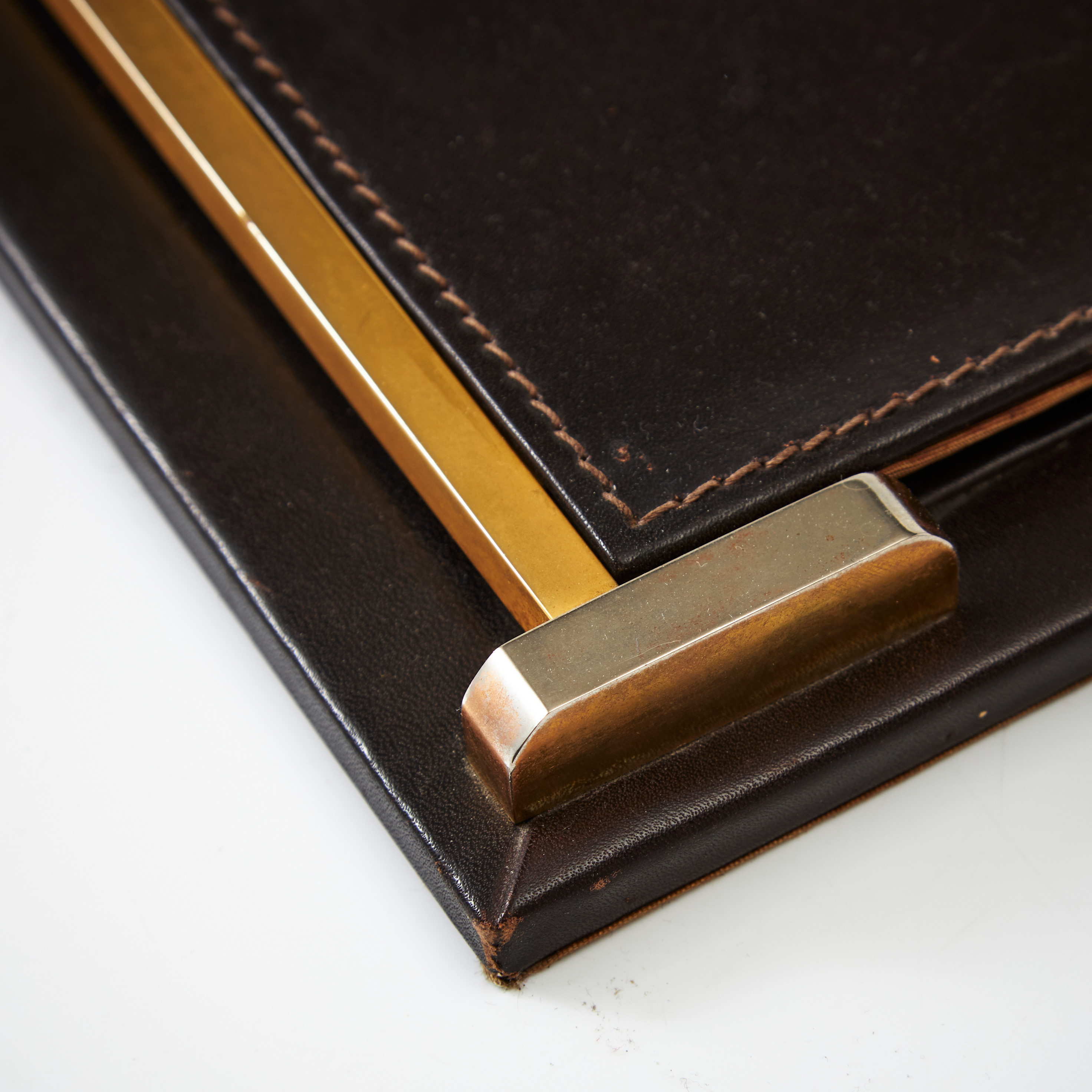 Images for 2419979. CÉLINE, desk pad in brown leather with brass ...