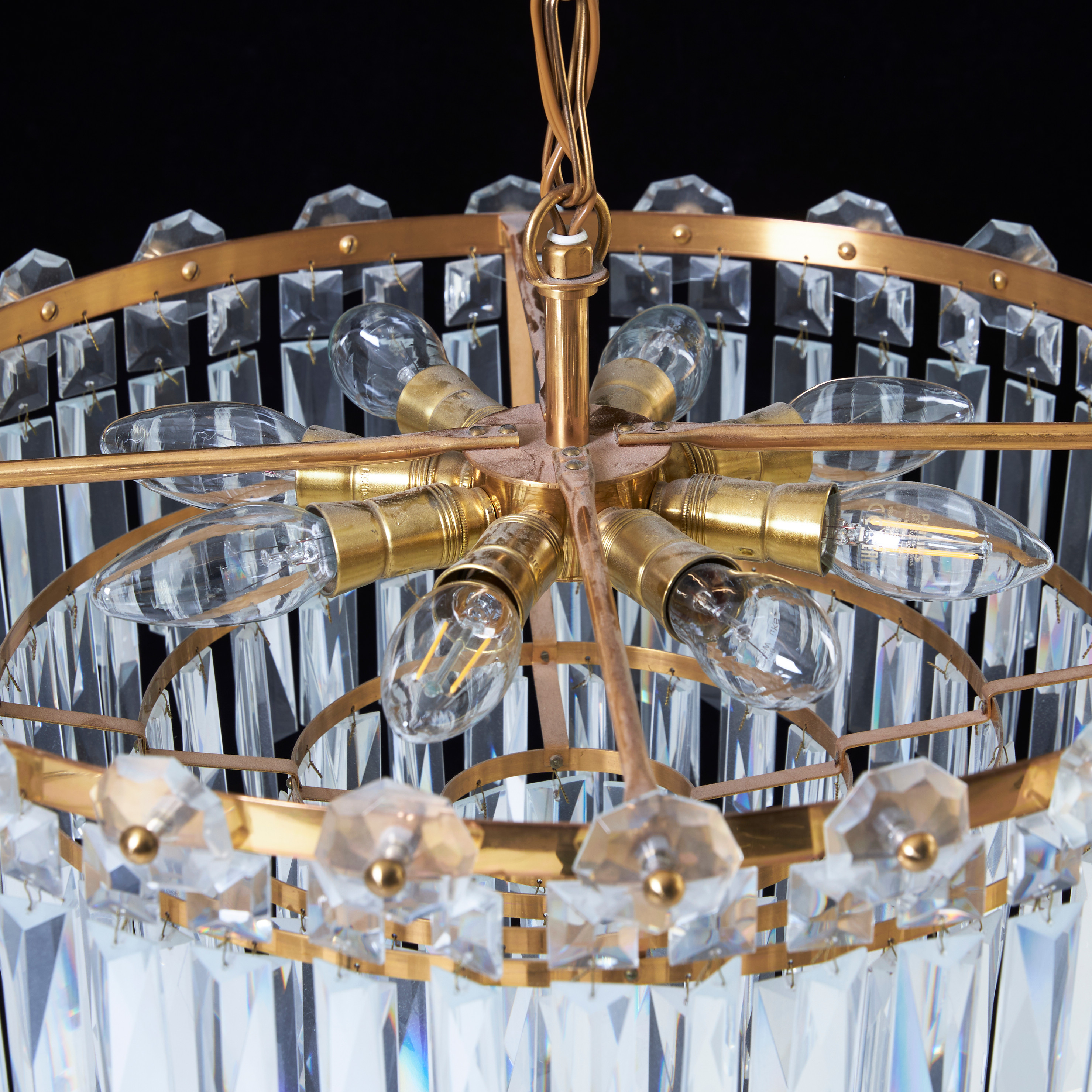 Images for 2420130. CEILING LAMP, brass frame, covered with ground ...