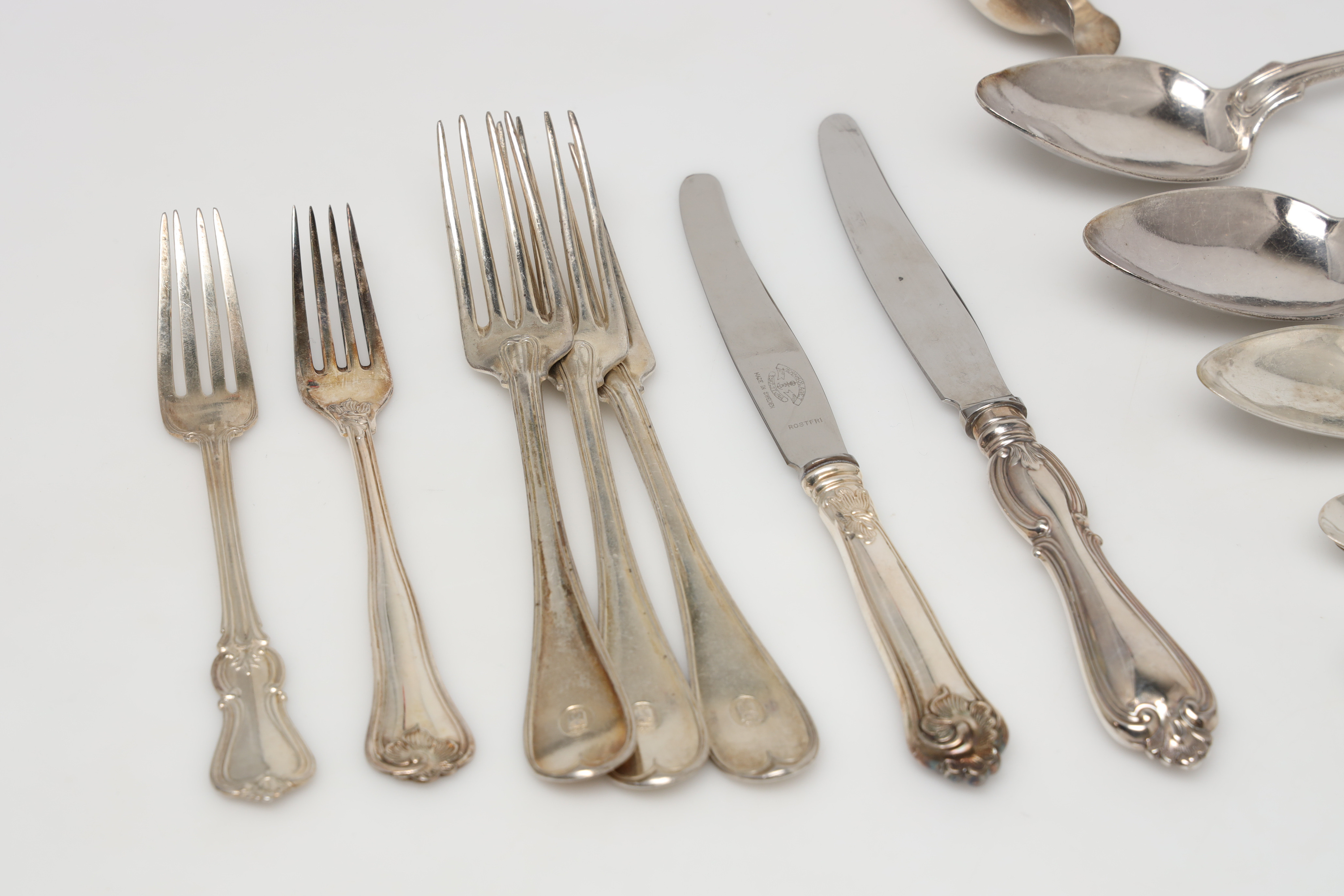 Images for 2421171. SPOONS, FORKS, LADDERS, KNIVES, silver, 23 parts ...