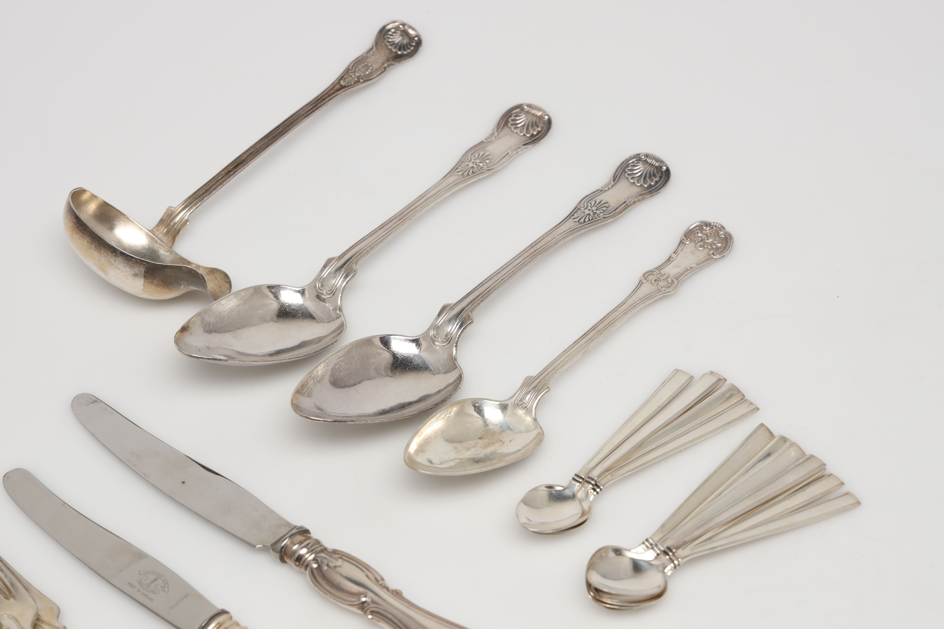 Images for 2421171. SPOONS, FORKS, LADDERS, KNIVES, silver, 23 parts ...