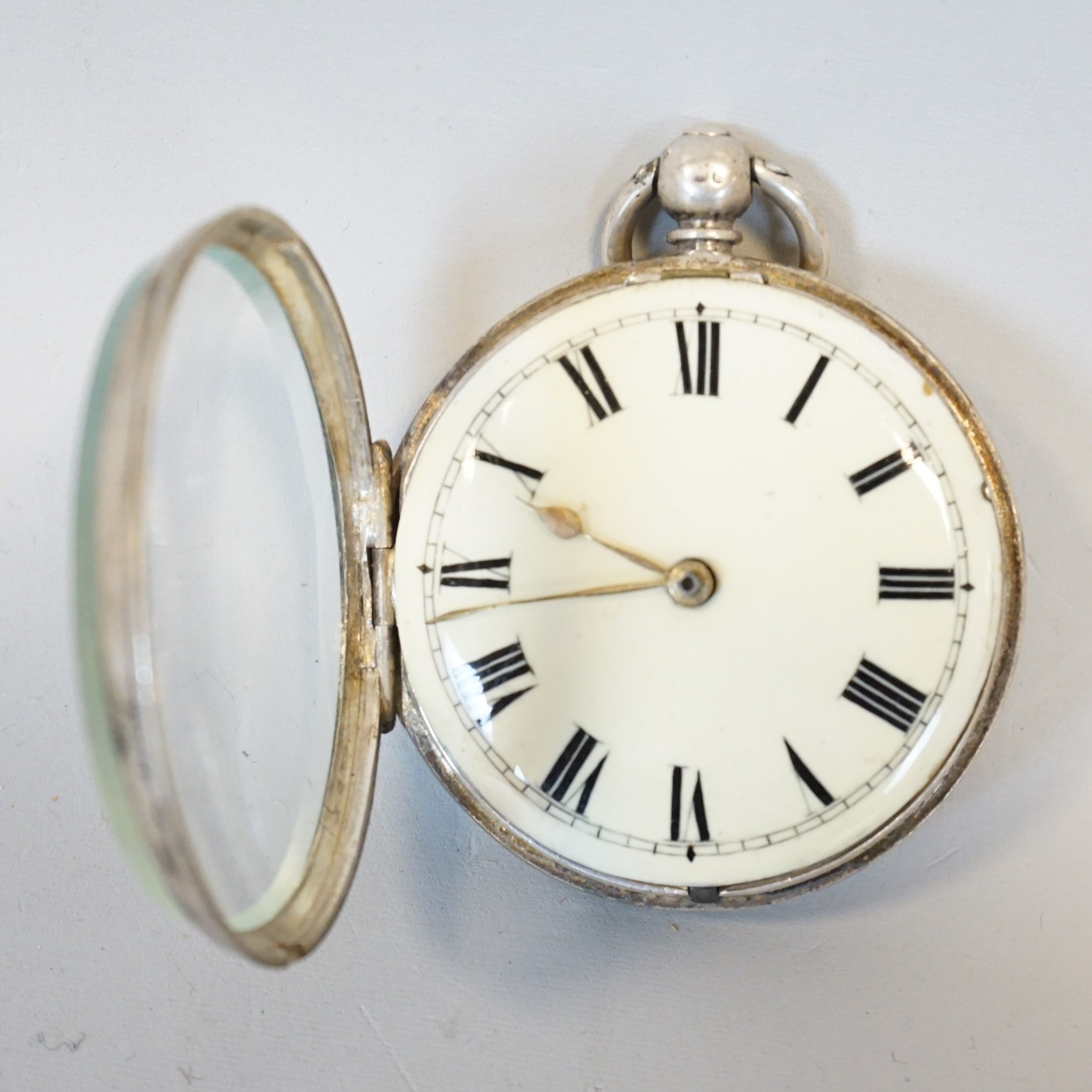 Images for 2425234. SPINDLE CLOCK, silver, movement marked GW Pentney ...