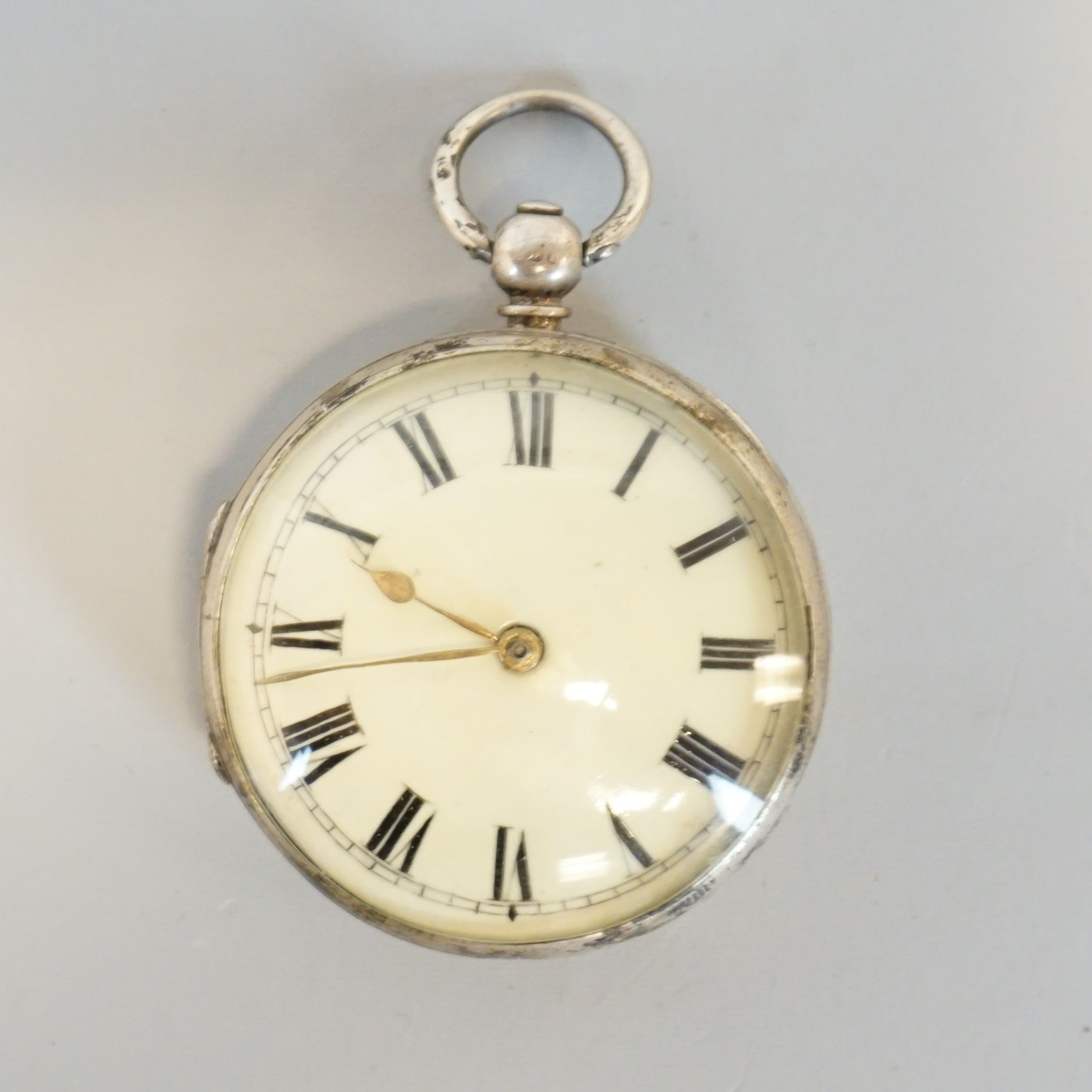 Images for 2425234. SPINDLE CLOCK, silver, movement marked GW Pentney ...