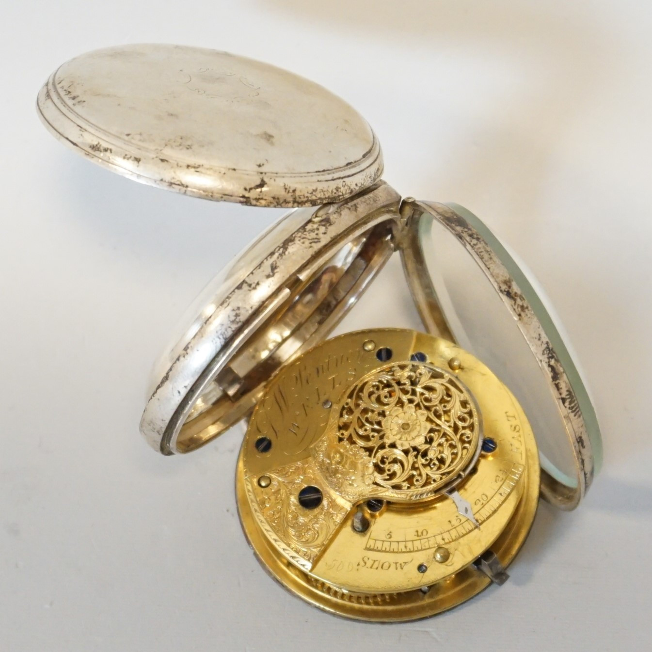 Images for 2425234. SPINDLE CLOCK, silver, movement marked GW Pentney ...