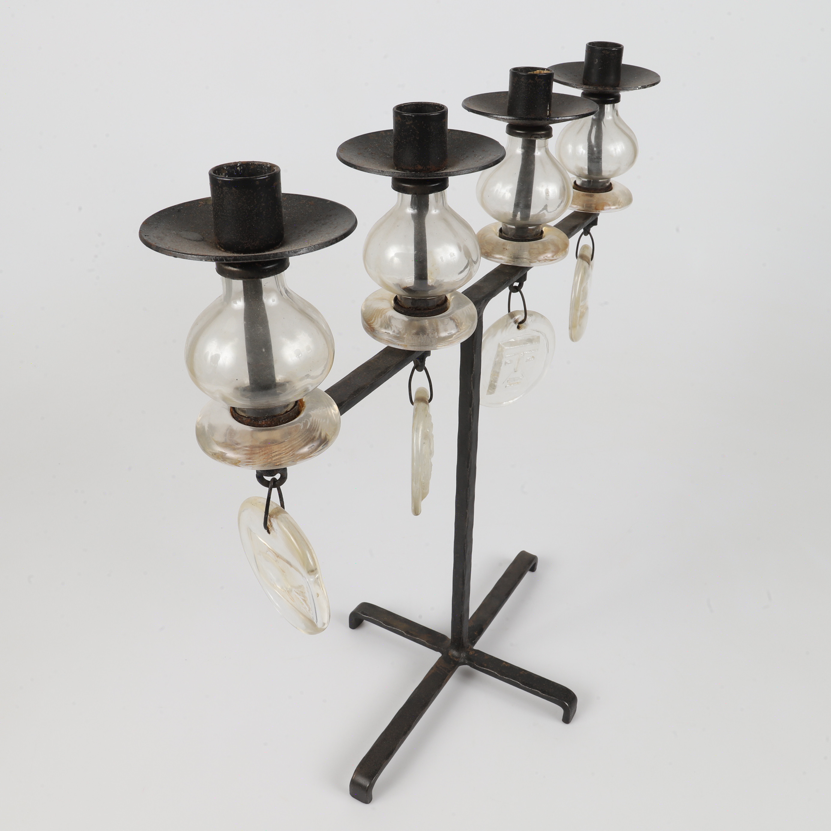 ERIK HÖGLUND. Ljusstake, smide/glas, 1900-tal. Belysning & Lampor ...