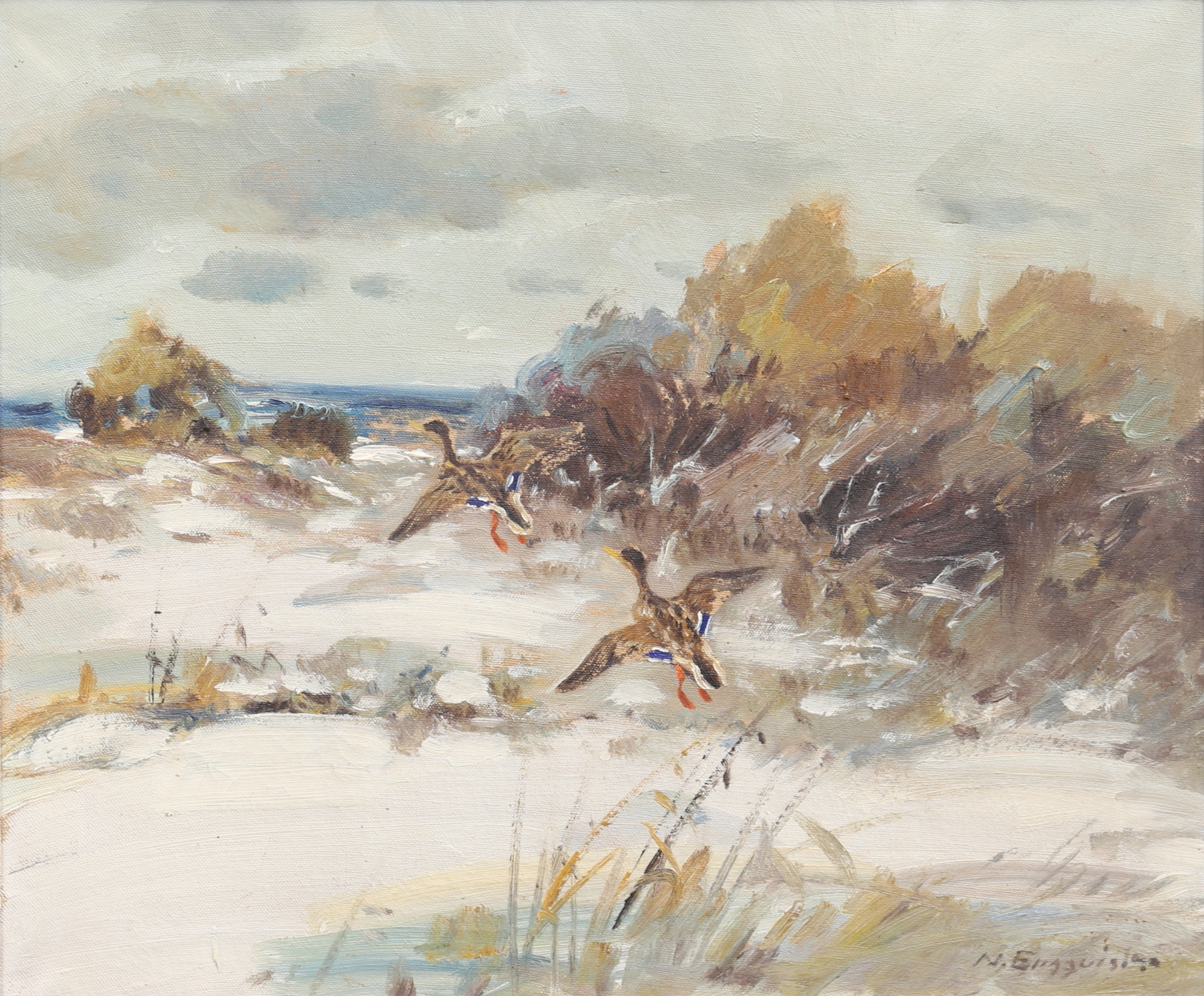 Images for 2457520. NILS ENGQUIST. "Ducks in reeds", oil on canvas ...