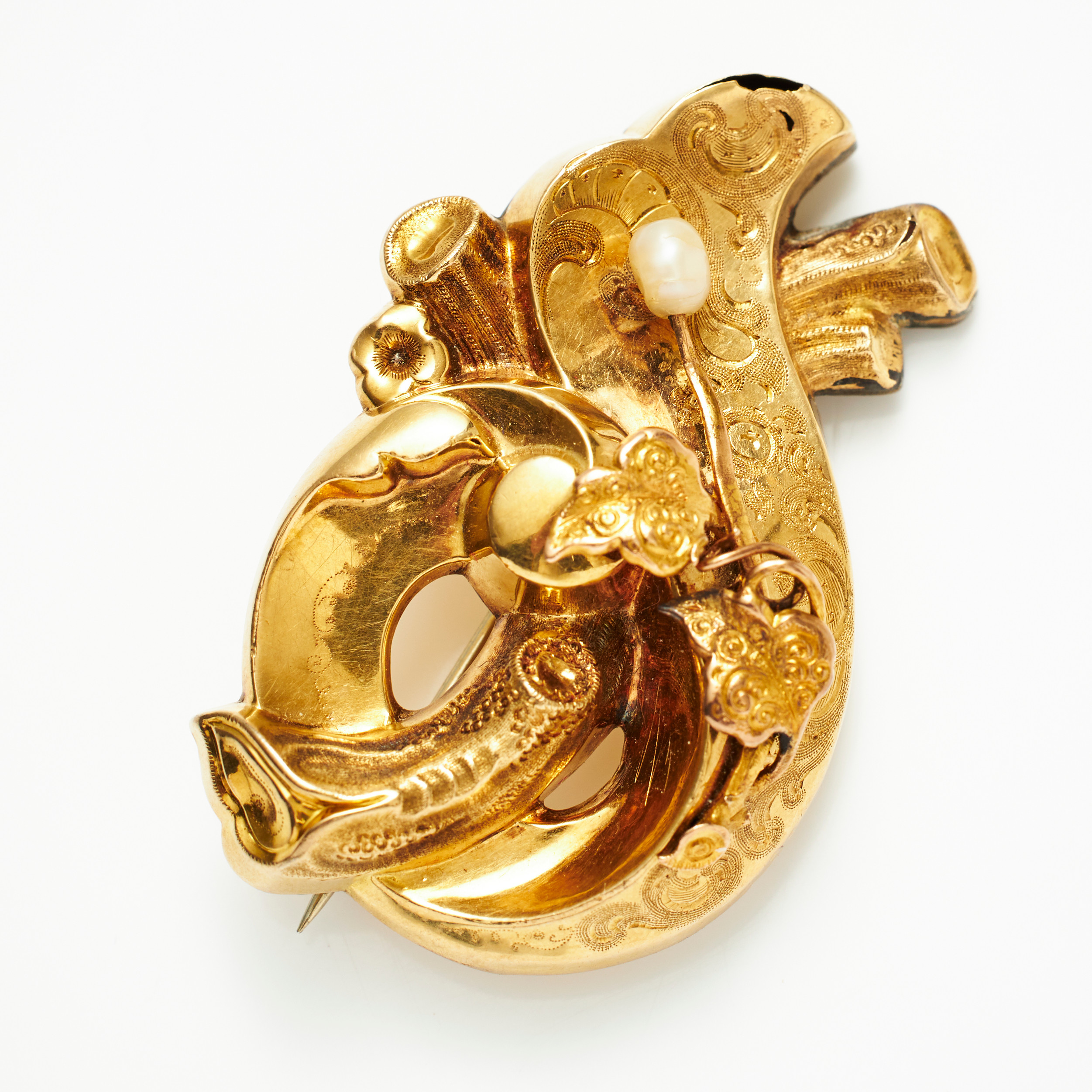 Images for 2461159. BROOCH, 14k gold, vegetative decor and with ...