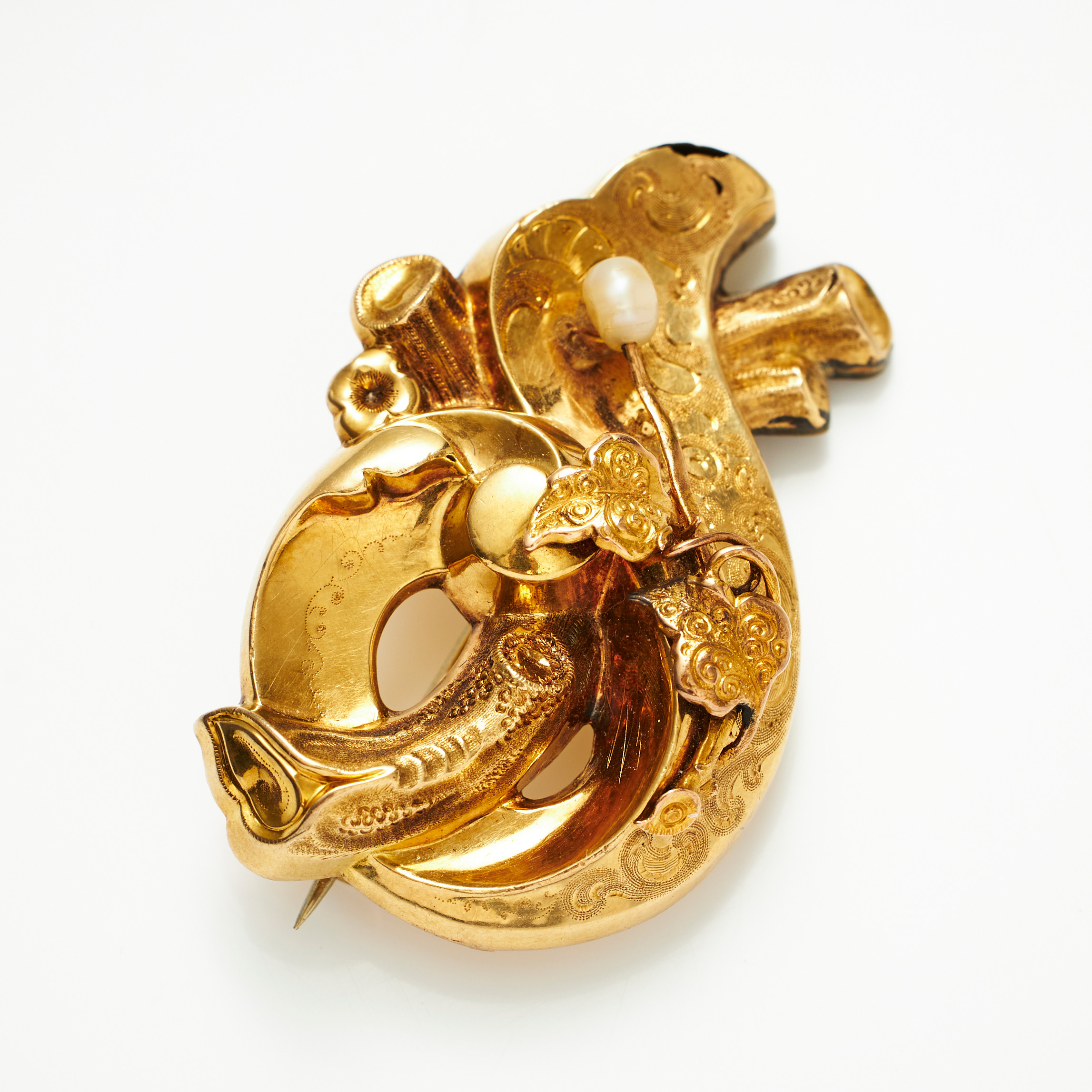 Images for 2461159. BROOCH, 14k gold, vegetative decor and with ...