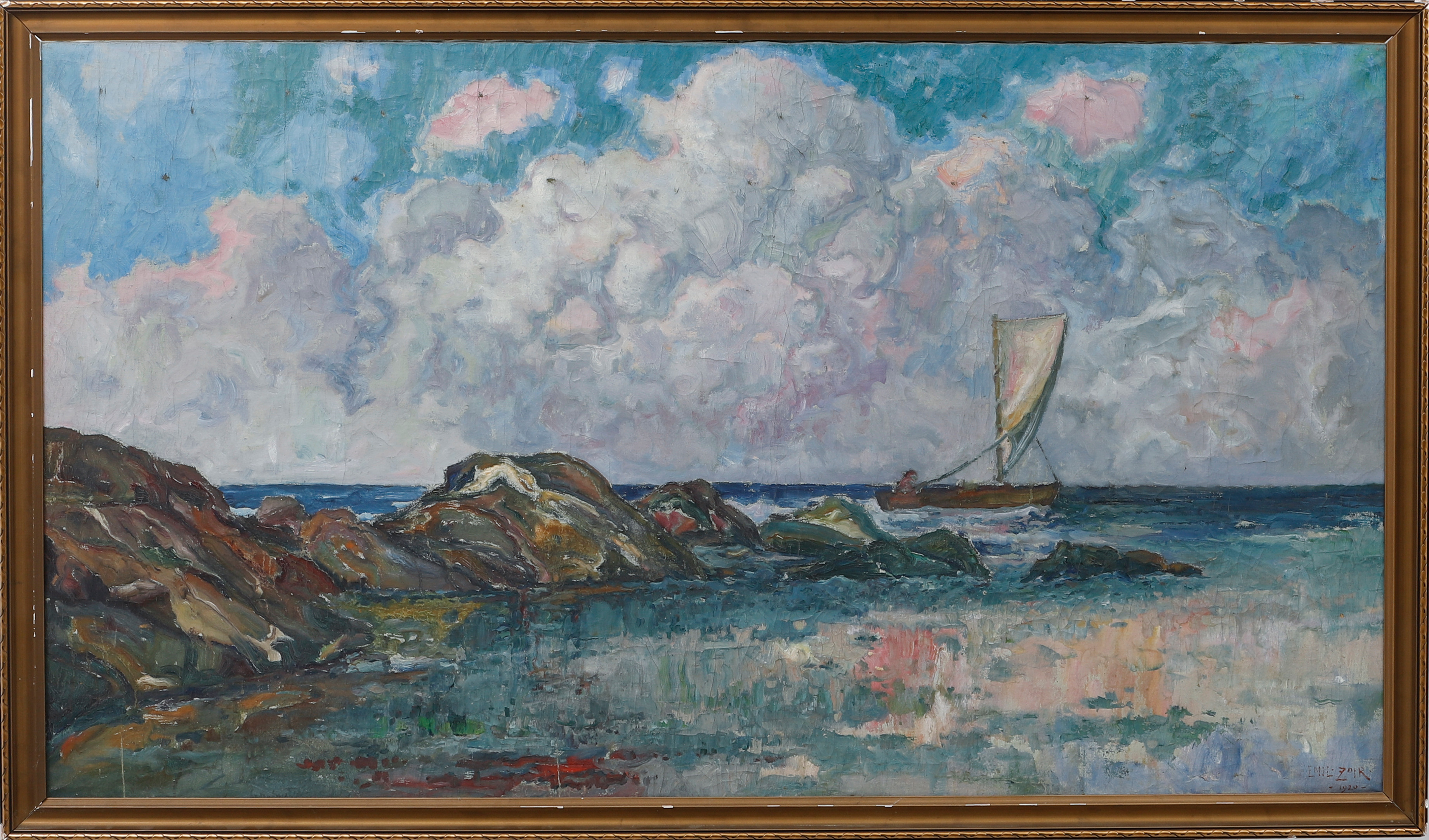 Images for 2461457. EMIL ZOIR. Coastal picture with sailboat, oil on ...