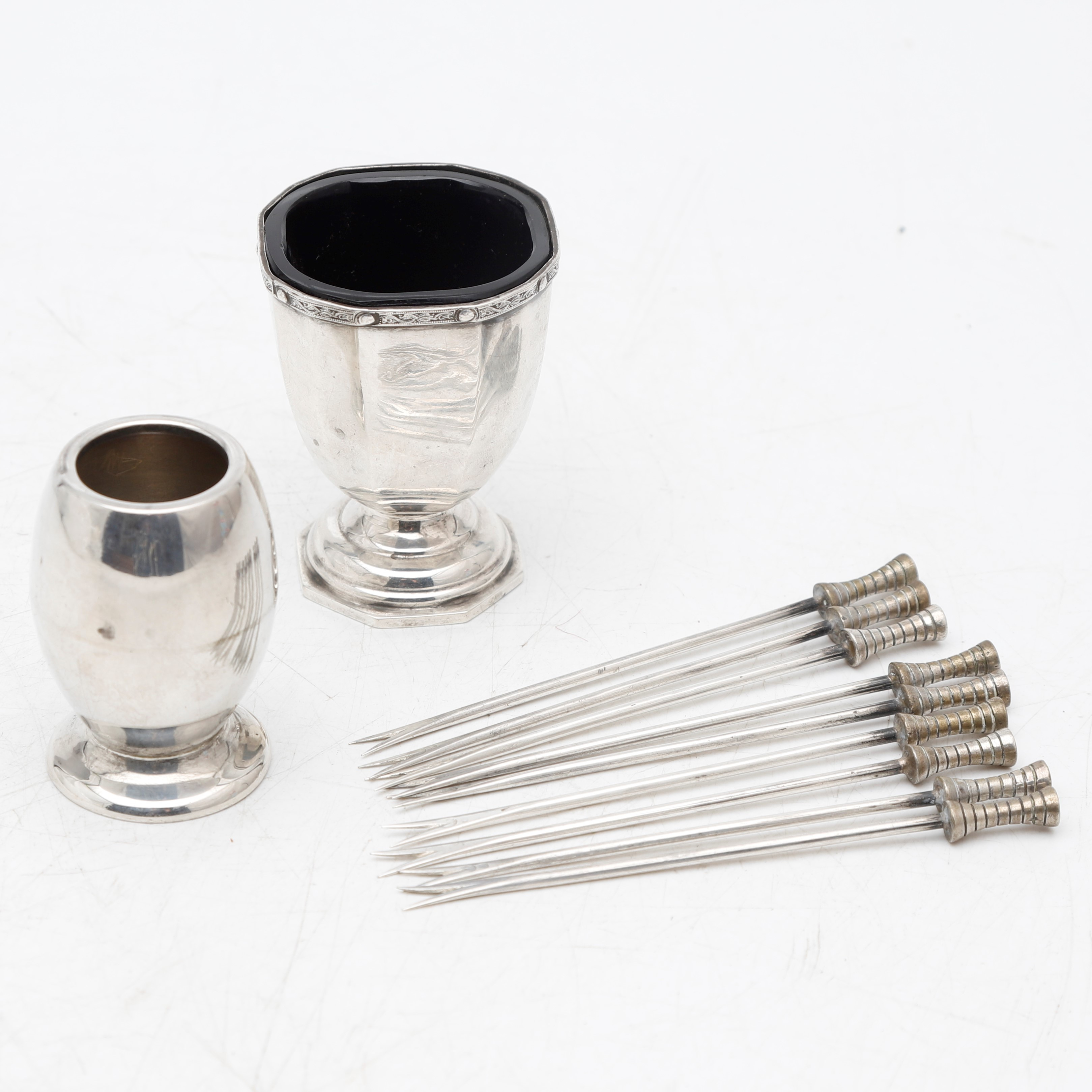 Images for 2462620. Goblet with eight skewers and salt shaker in silver ...